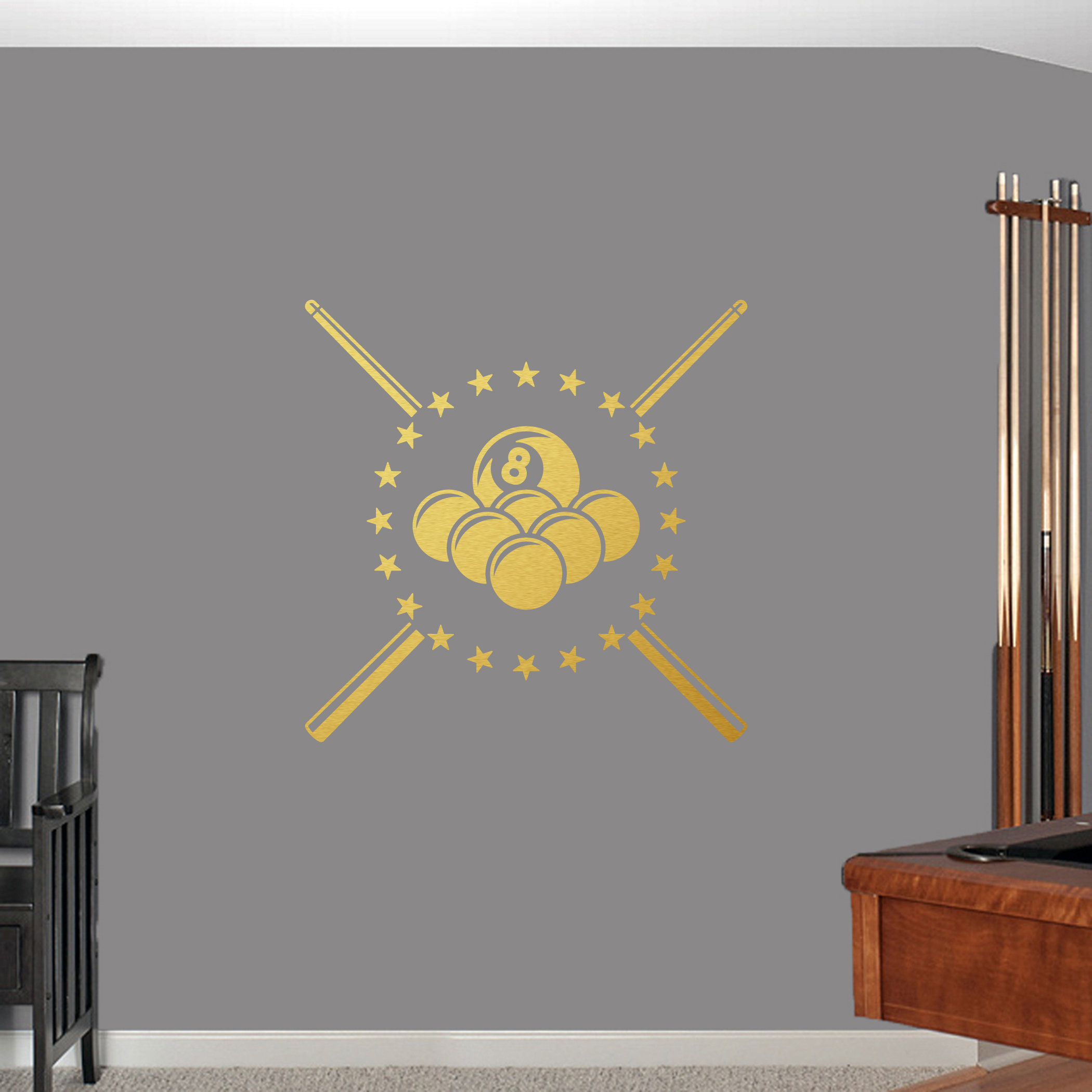 Ebern Designs Millan Pool Billiards Stickers Wall Decal & Reviews | Wayfair