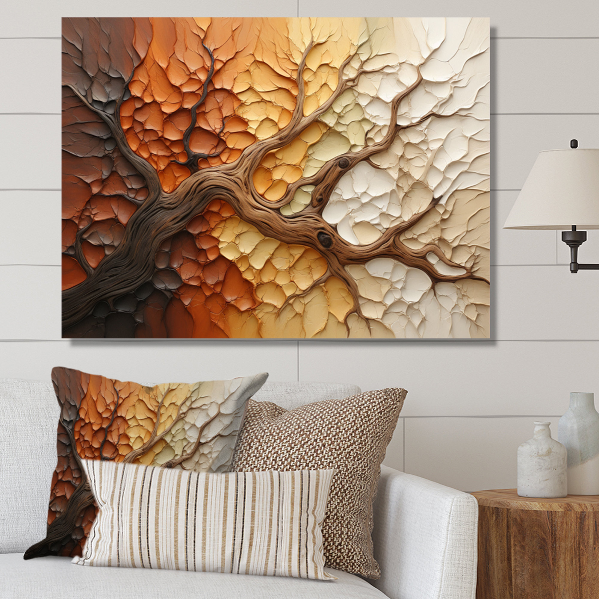 Winston Porter Brown Beige Abstract Redwood Tree Collage On Canvas ...