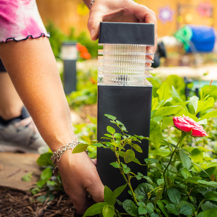 Crosslight Black Solar Powered Integrated LED Pathway Light Pack ...