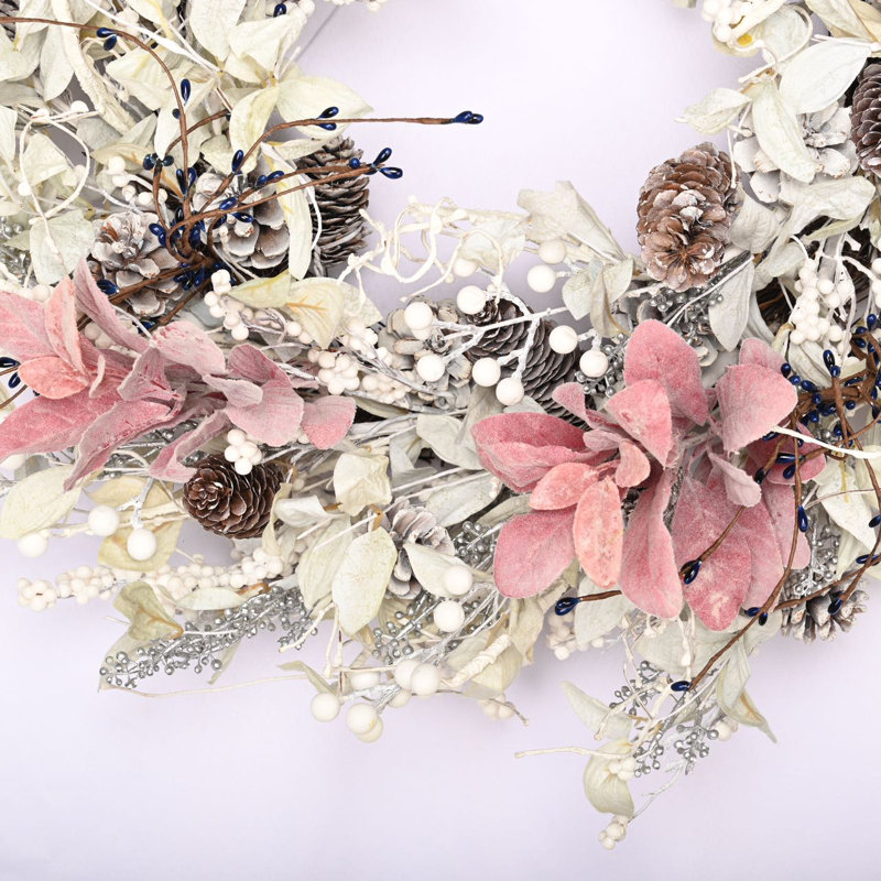 Huashen 26" Winter Christmas Front Door Faux Birch Pinecone Wreath ...