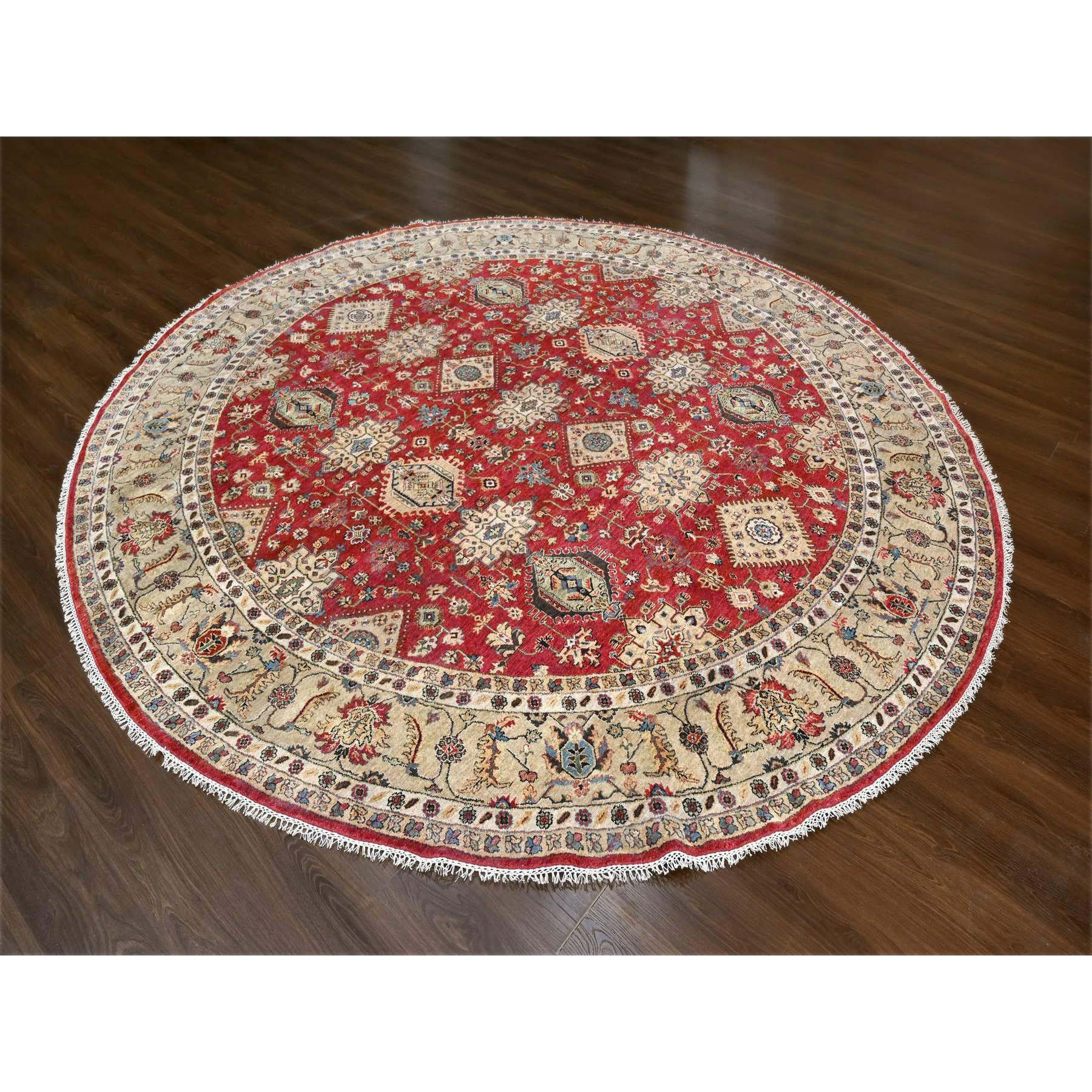 Isabelline Warms One-of-a-Kind 12' X 12' New Age Round Wool Area Rug ...