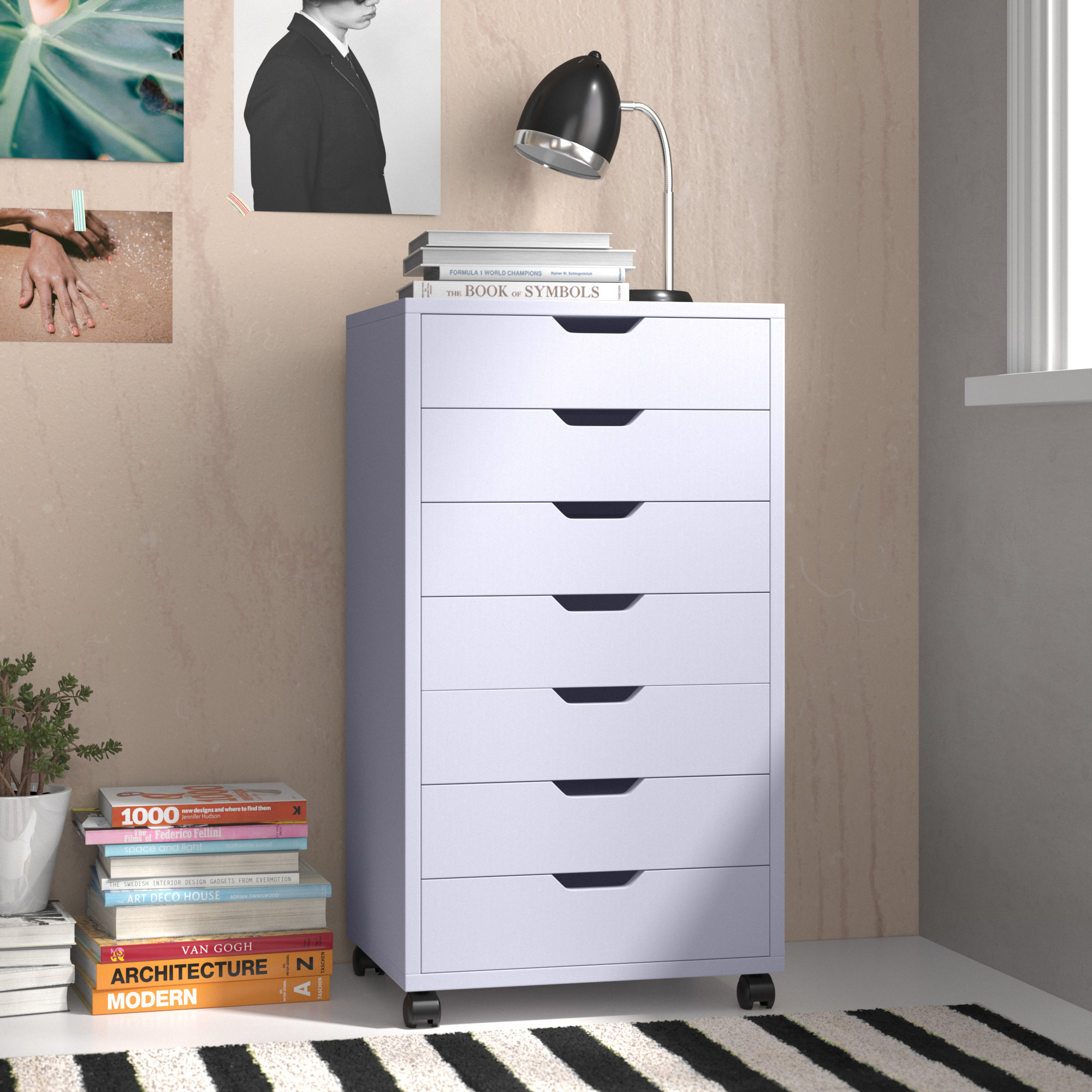 Latitude Run® Alyncia 7-Drawer Wood Filing Cabinet Mobile Storage ...
