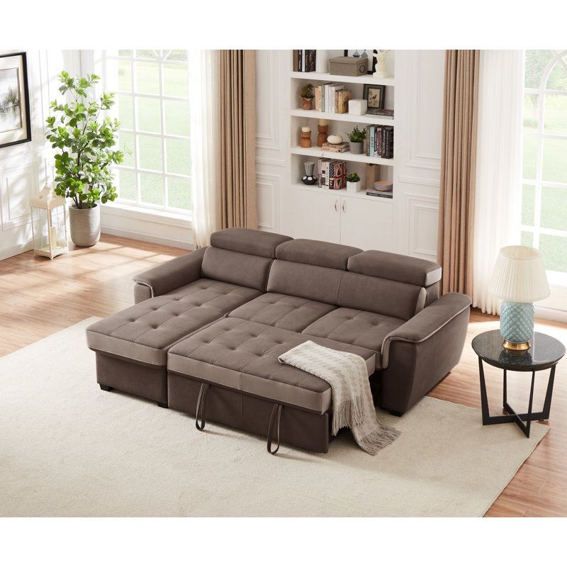 Latitude Run® 96" Wide Pull Out Sleeper Sofa & Chaise & Reviews | Wayfair
