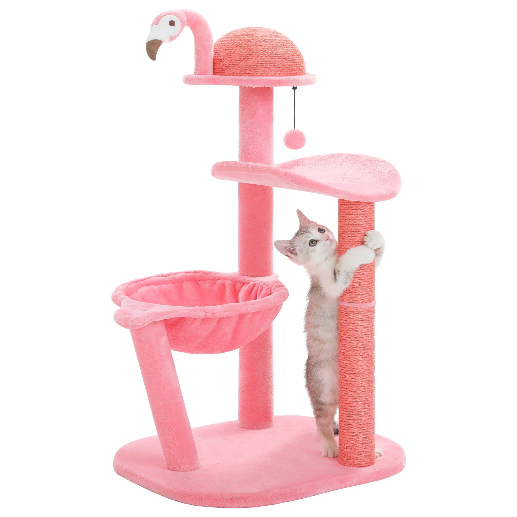 Ebern Designs 34.2In Flamingo Cute Cat Tree, Cat Tower With Sisal ...