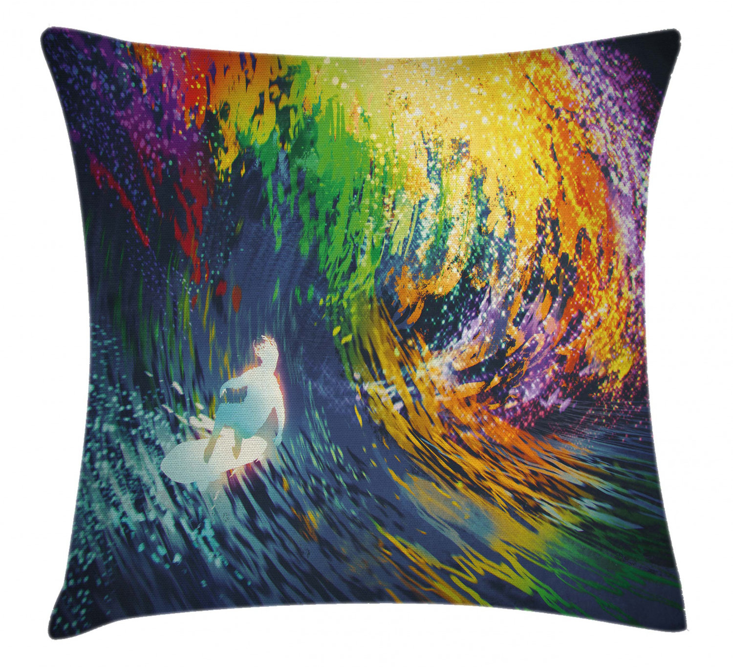 Ambesonne Exotic Surfer In The Ocean Waves Indoor / Outdoor 36" Throw ...