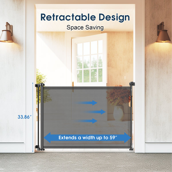 Tucker Murphy Pet™ Cyrgalis Wall Mounted Pet Gate Retractable Mesh Baby ...