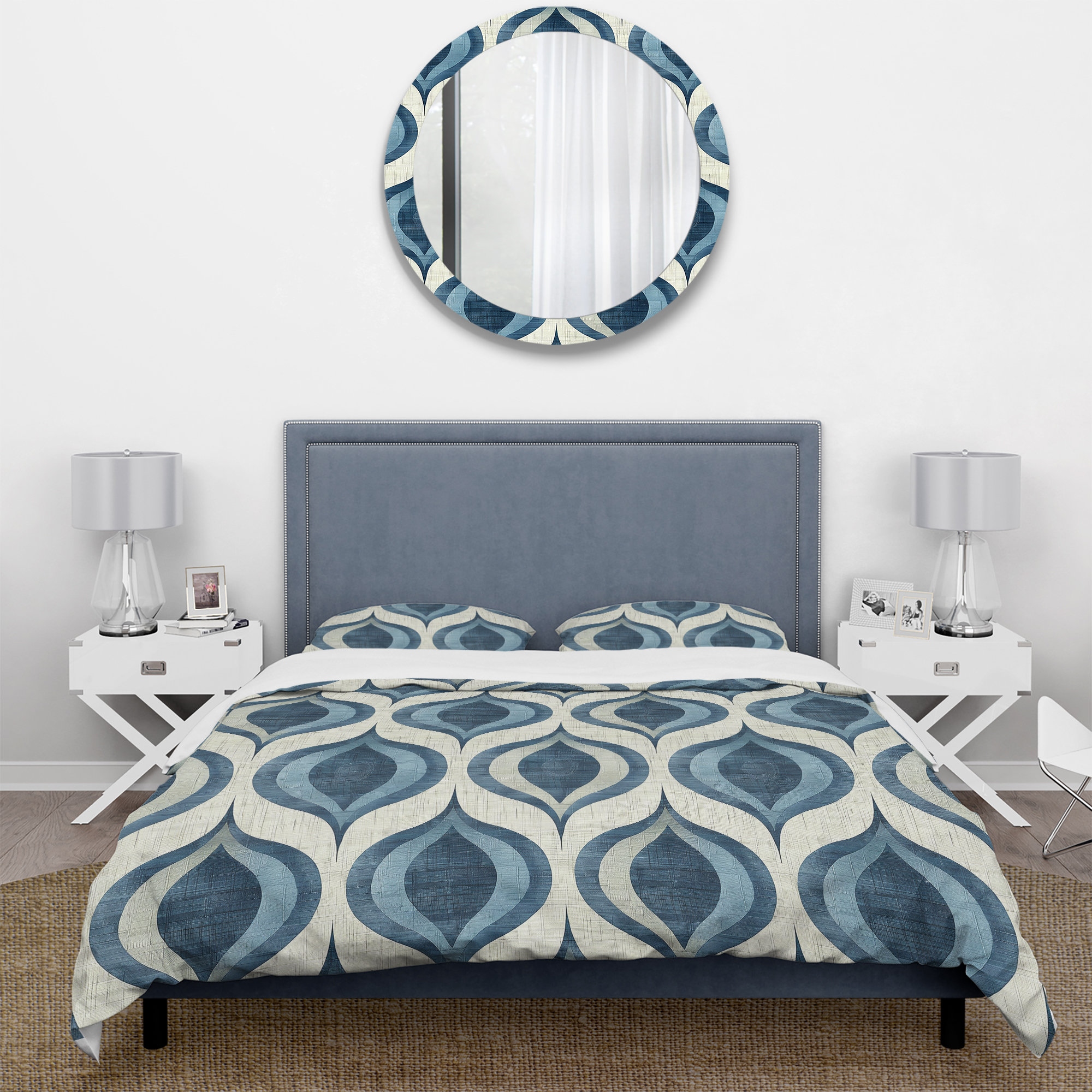 Design Art Blue Ogee Patterns VIII - Midcentury Duvet Cover Set | Wayfair