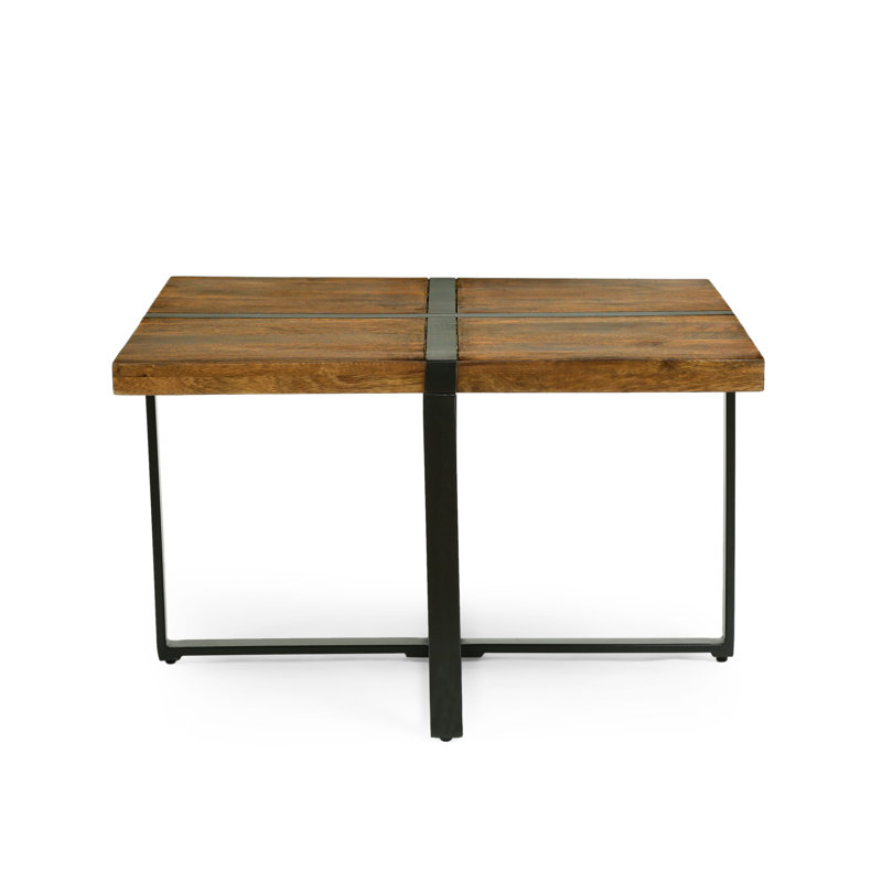 17 Stories Rustic Square Coffee Table with Metal Frame | Wayfair