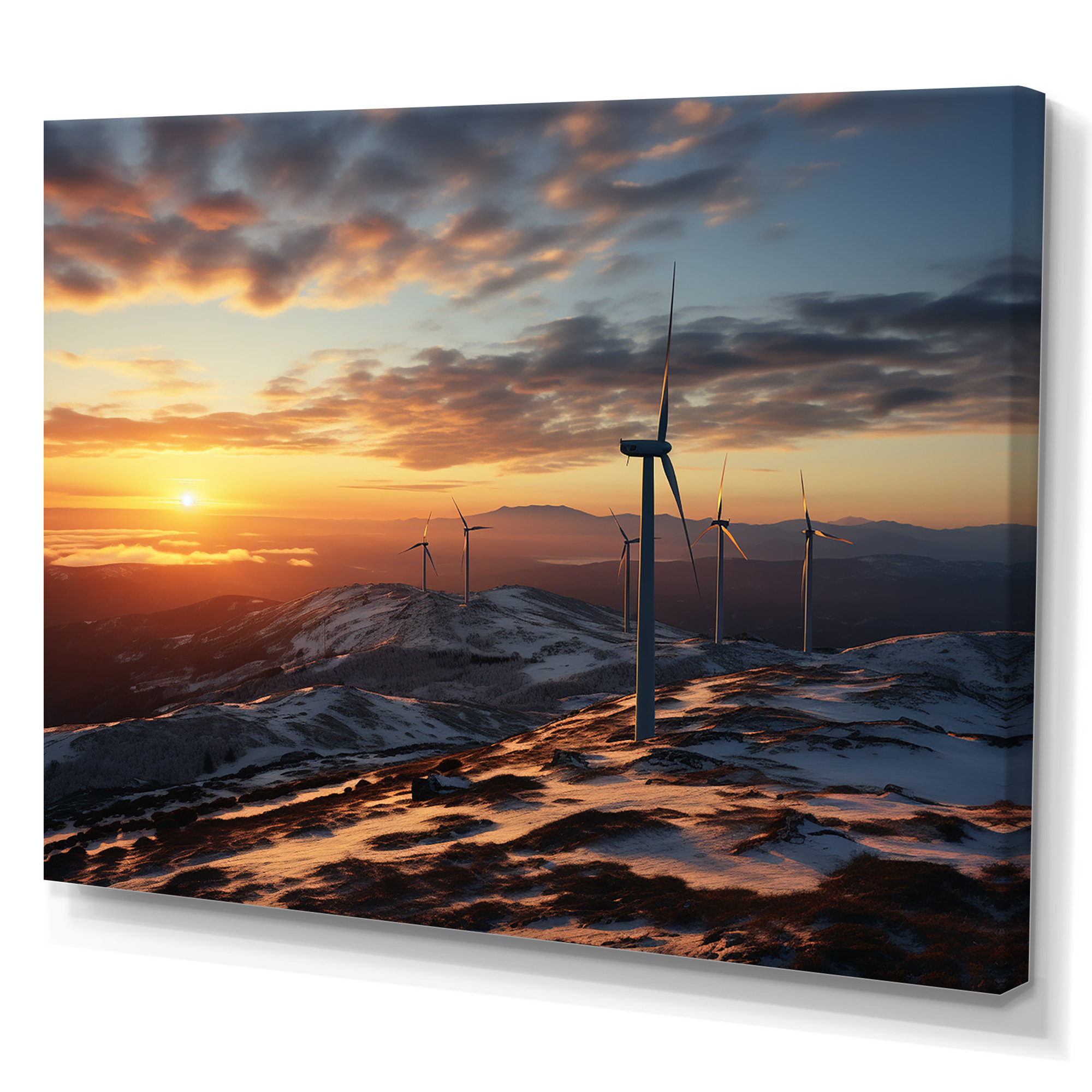 Dovecove Sunset Wind Turbines Mountain View I - Wind Turbines Wall Art ...