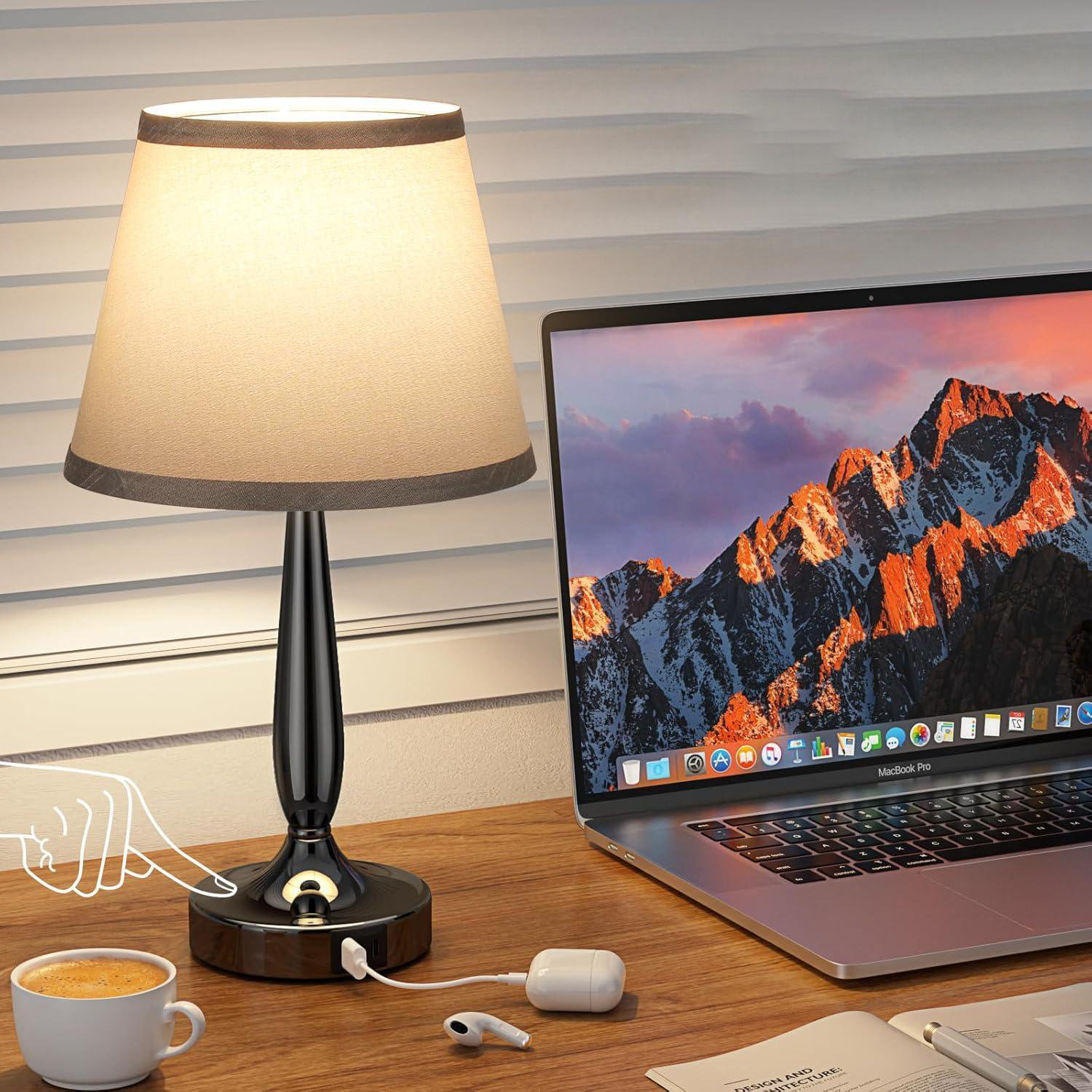 George Oliver This Small Touch-Control Bedside Lamp Has A USB-C Port, 3 ...