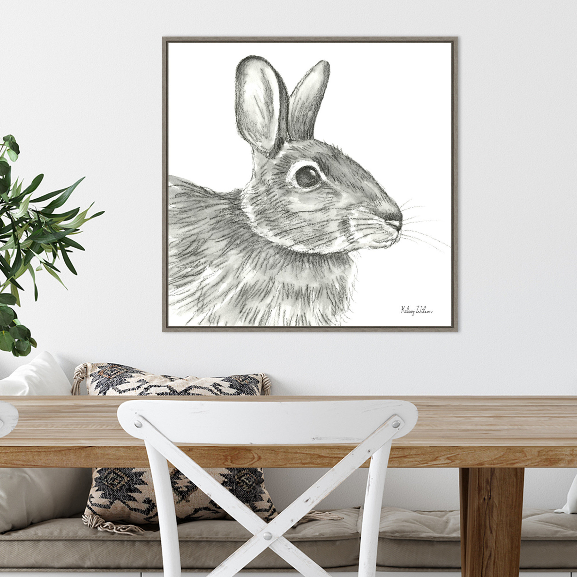 Dakota Fields Kelsey Wilson Watercolor Pencil II Rabbit Framed On ...