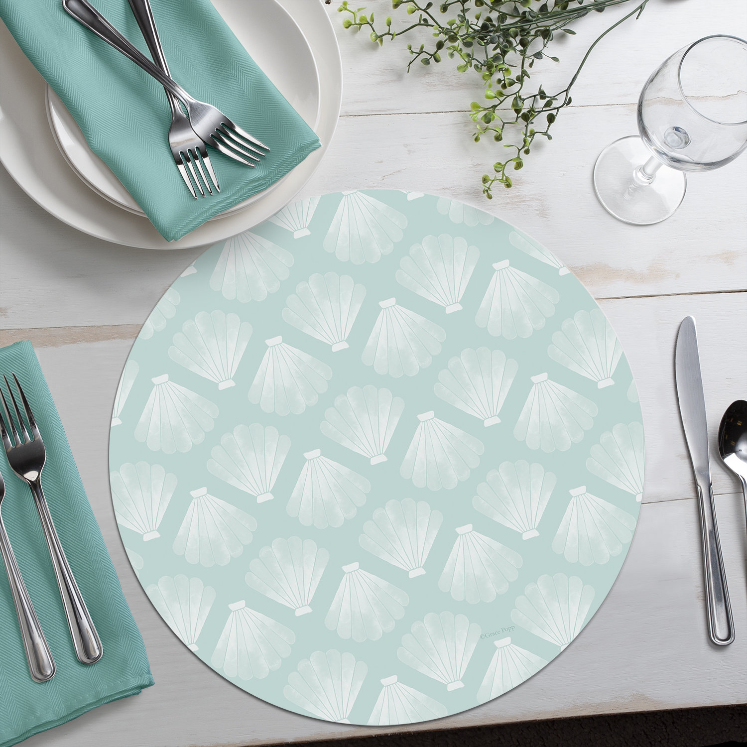 CounterArt Mermaid Scales 4 Piece Round Reversible Easy Care Placemats ...
