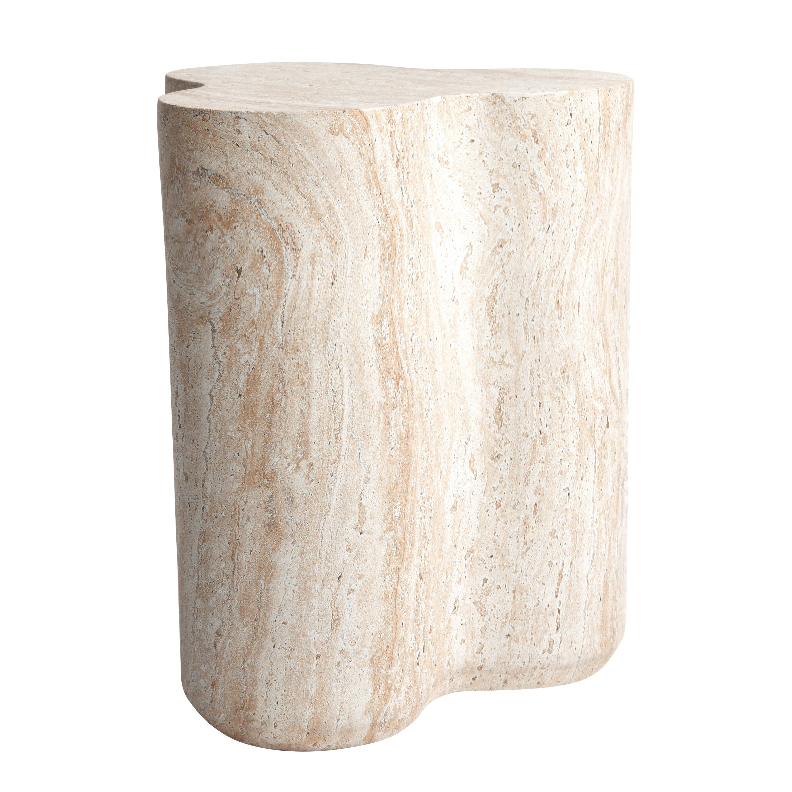 Ivy Bronx Clover Travertine Stone Finish Italian Design MgO Side Accent ...