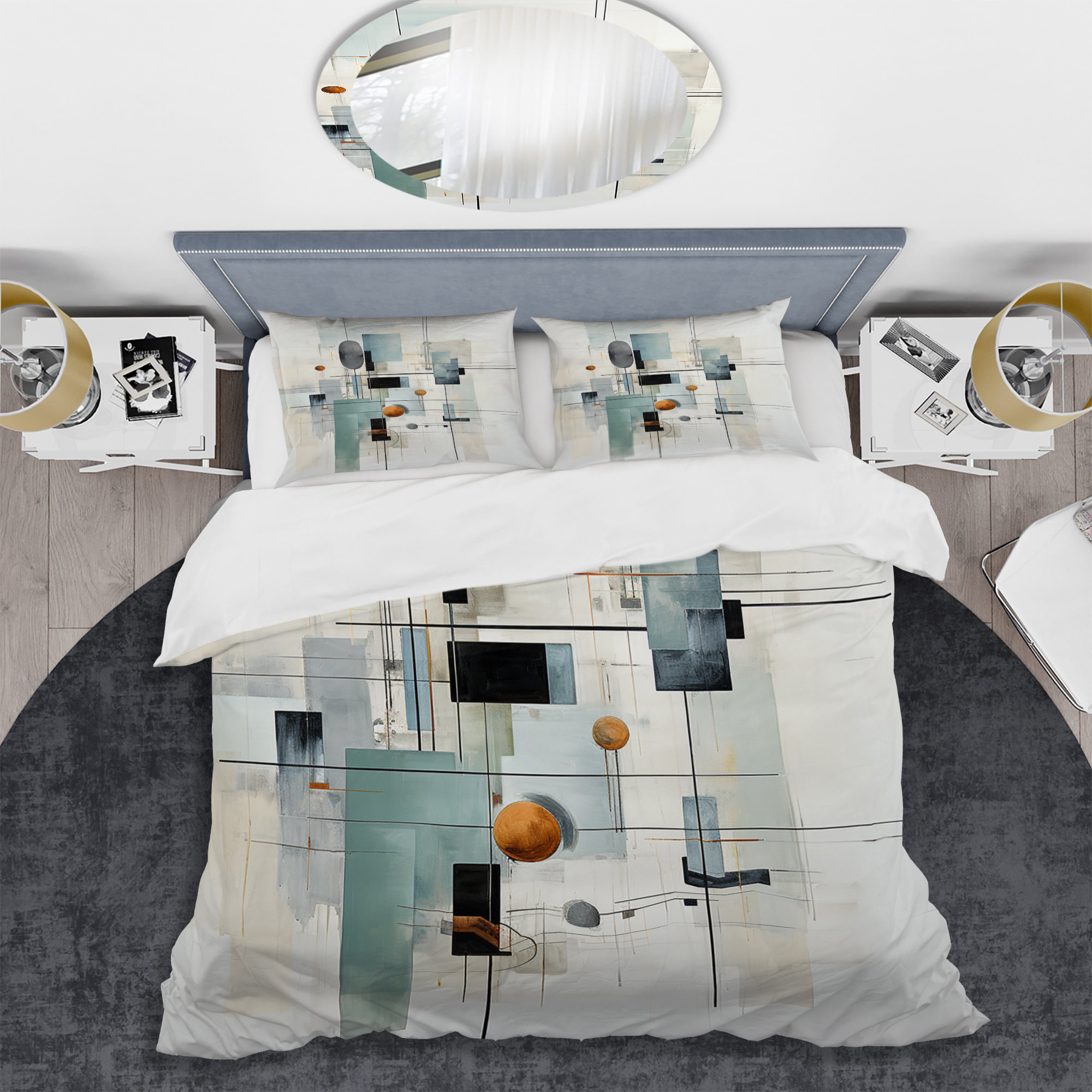 Design Art Grey Suprematism Geometric Symphony II BeddingMicrofiber ...