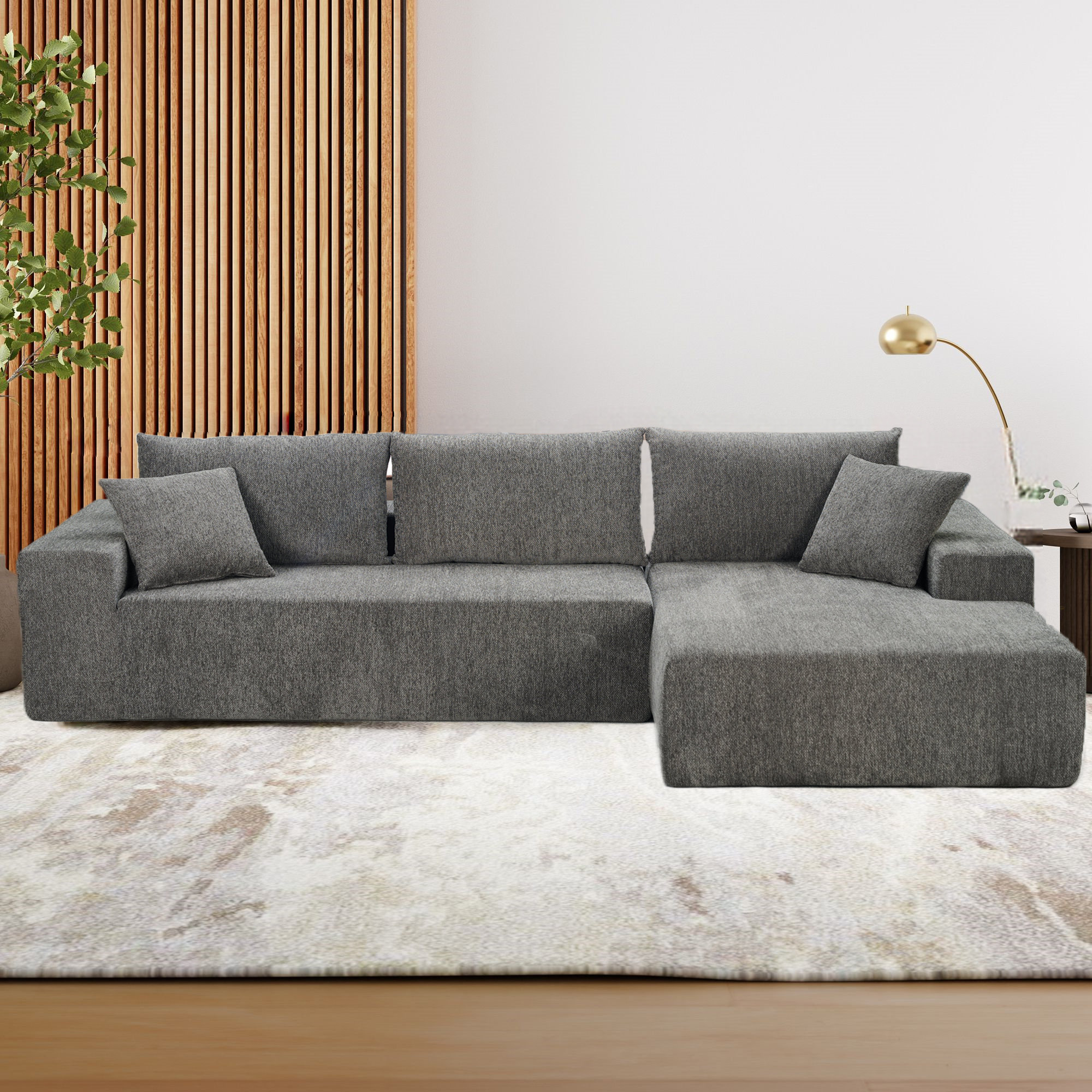 Wrought Studio™ Lorett 2-piece Fabric Legless Cozy Sofa & Chaise ...