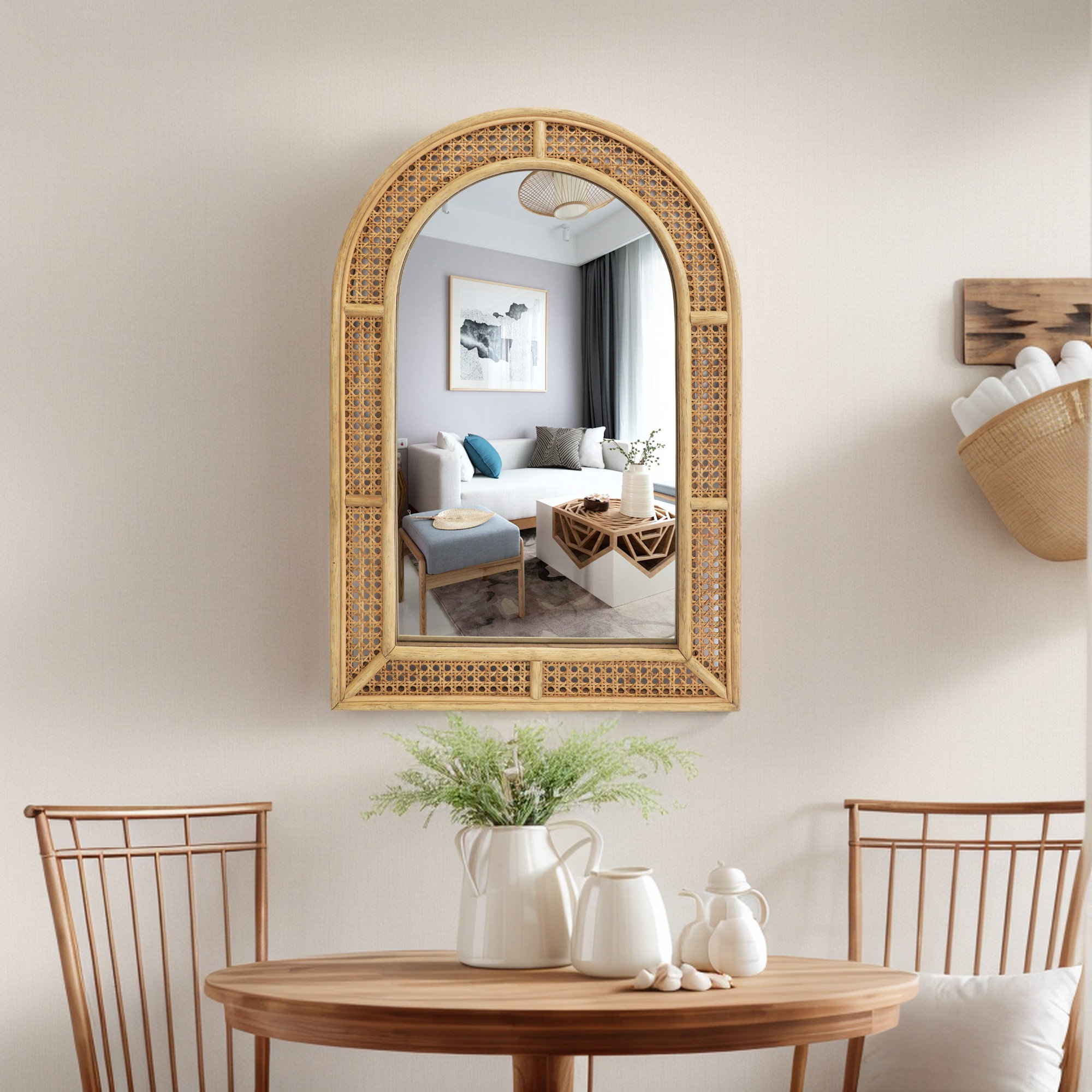 Bayou Breeze Brooklen Wicker / Rattan Arch Mirror & Reviews - Wayfair ...