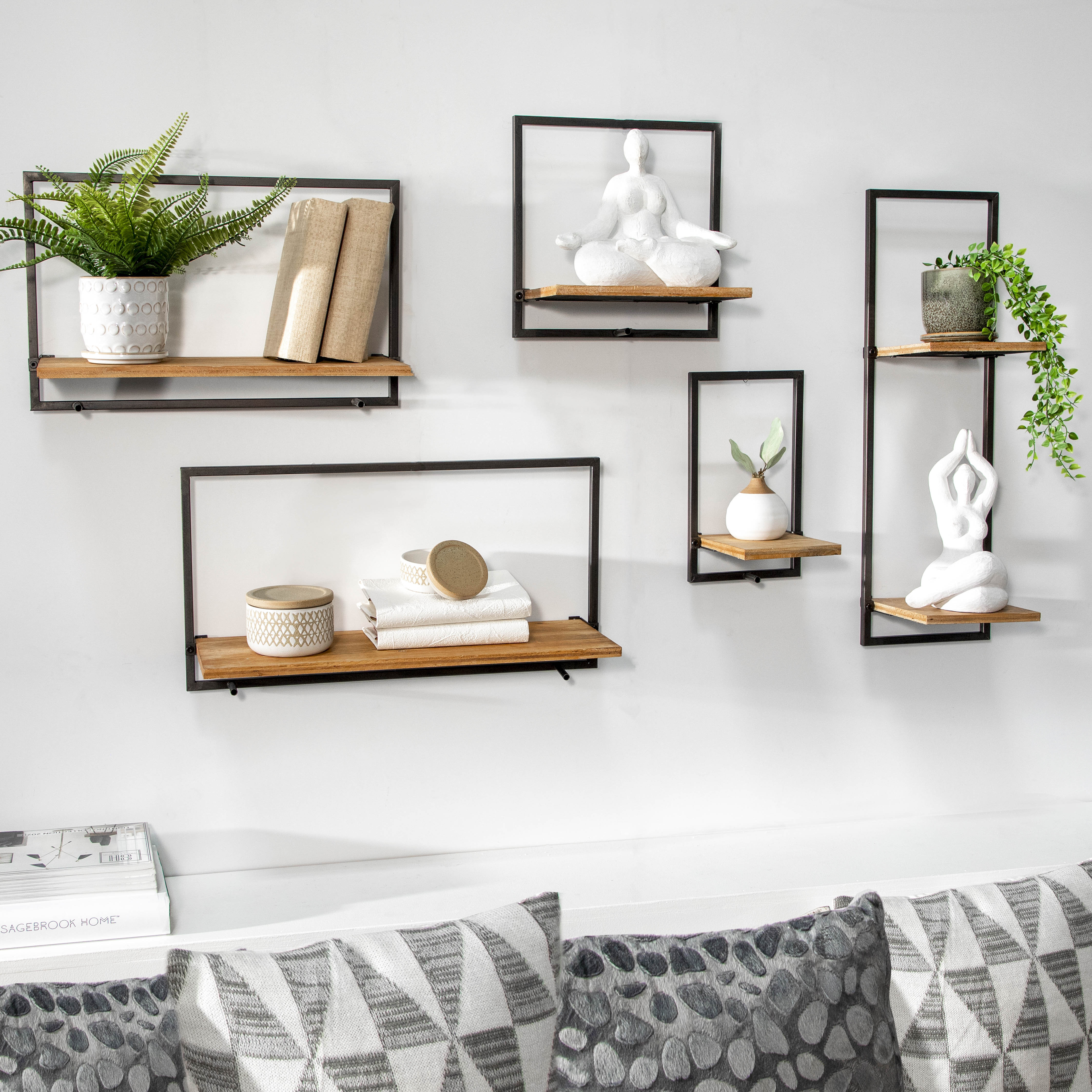 Latitude Run® Ensemble de tablettes murales flottantes modernes en ...