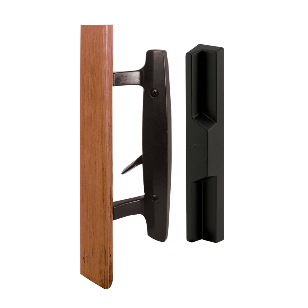Prime-Line Patio door Mortise Style Handle, Black Diecast with Wood ...