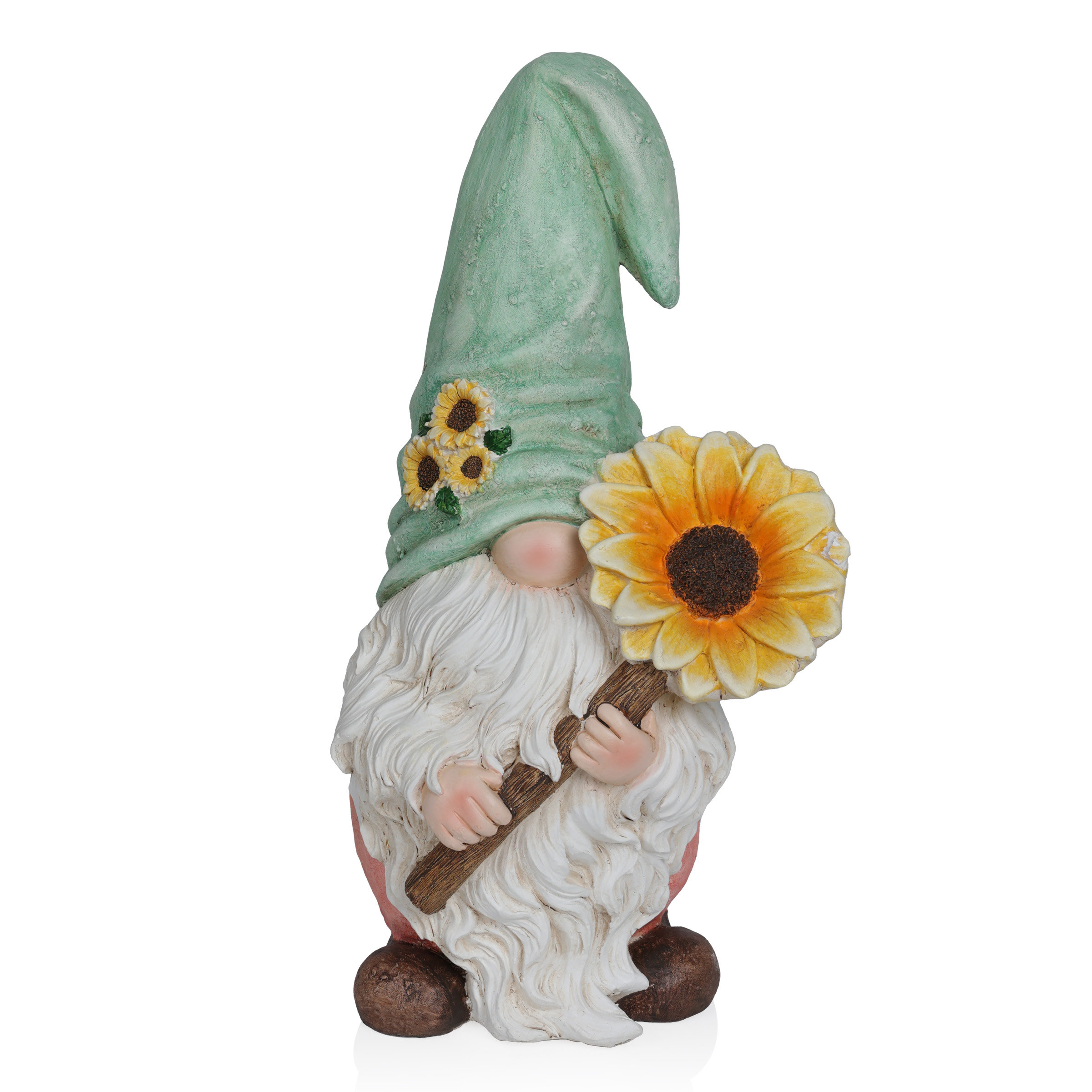 Alpine 21"H Gnome with Sunflower Garden Statue & Reviews | Wayfair