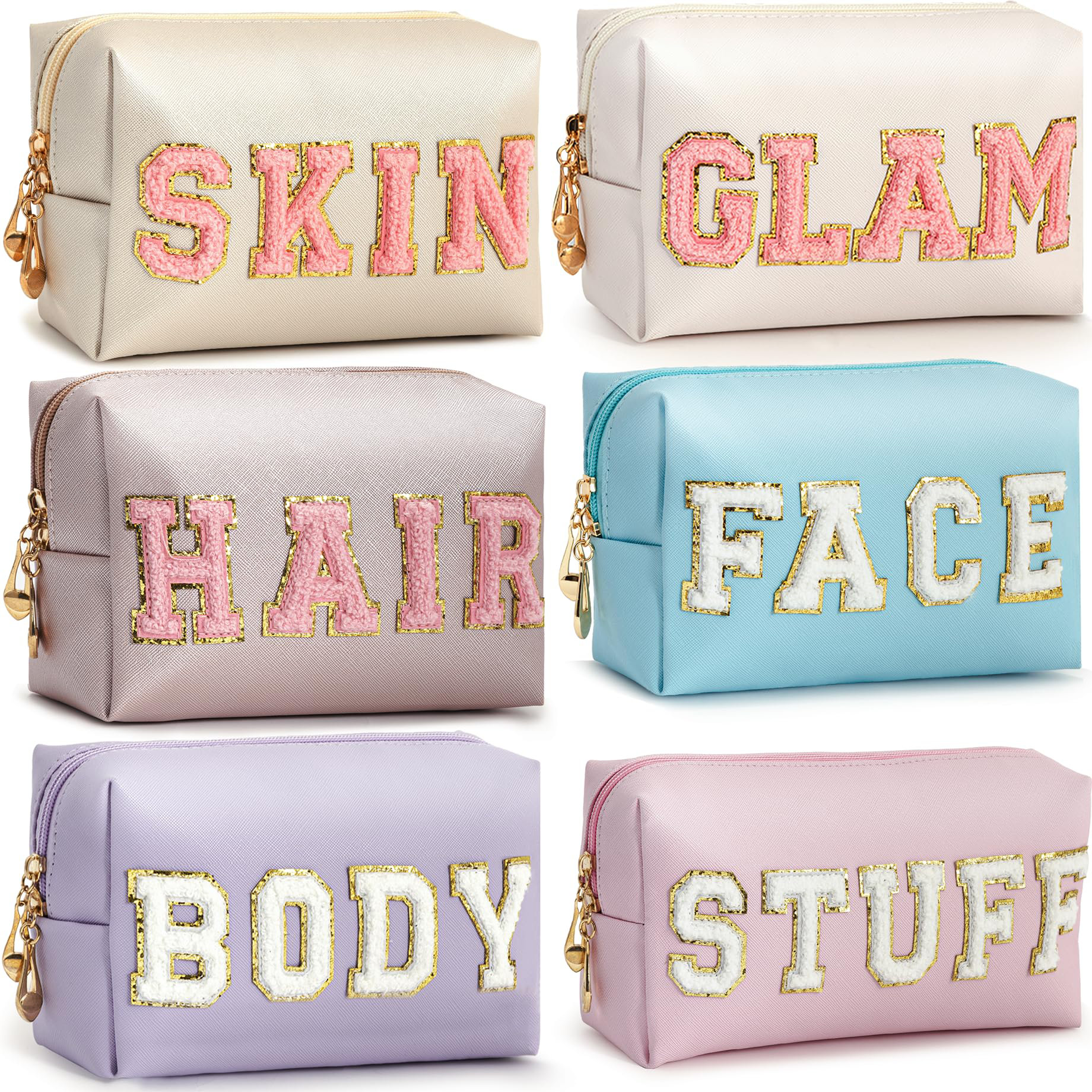 Hokku Designs 6PCS Preppy Makeup Bag for Women Travel Toiletry Bag ...