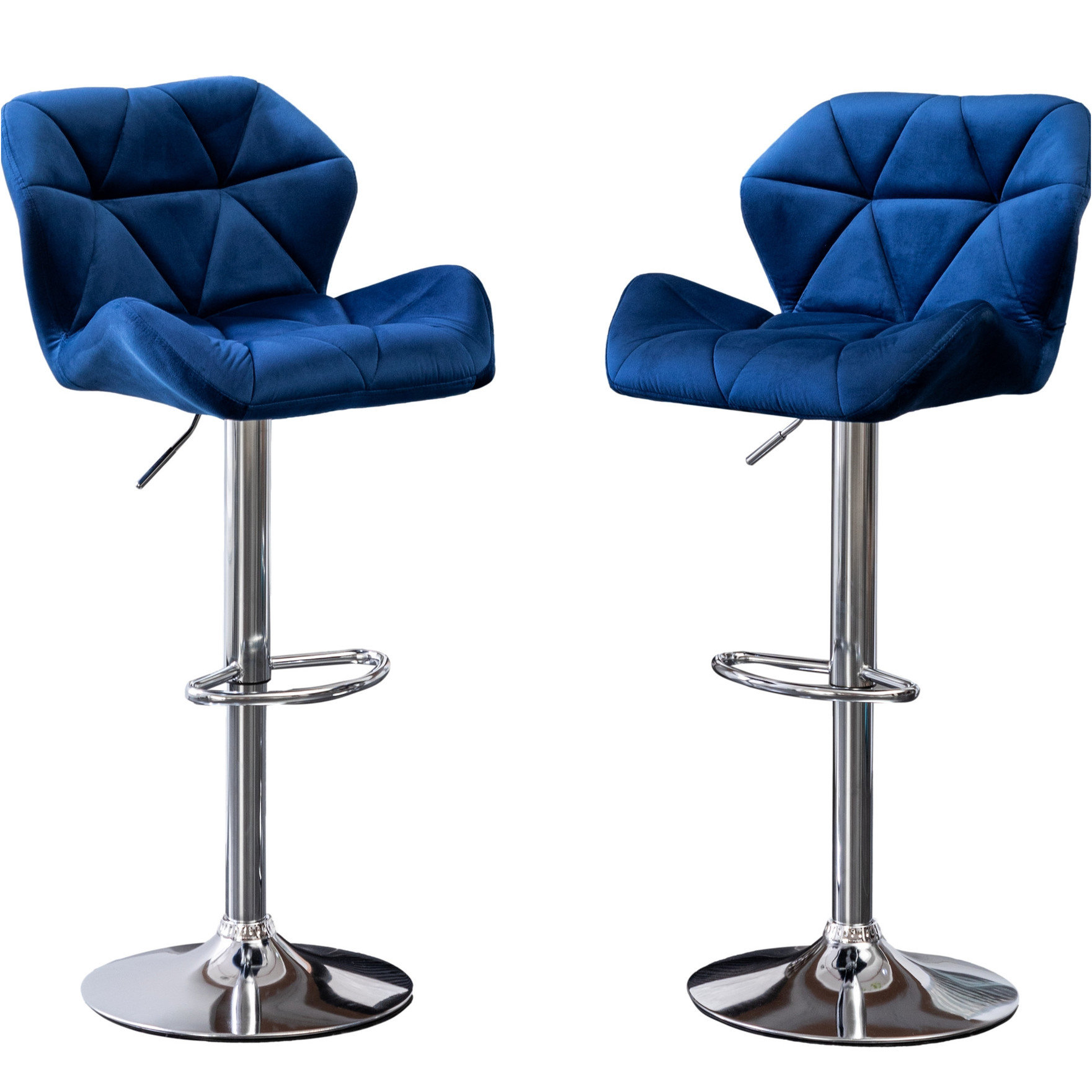 Mercer41 2 Velvet Diamond Swivel In Gray - Adjustable Height, Mid-back ...