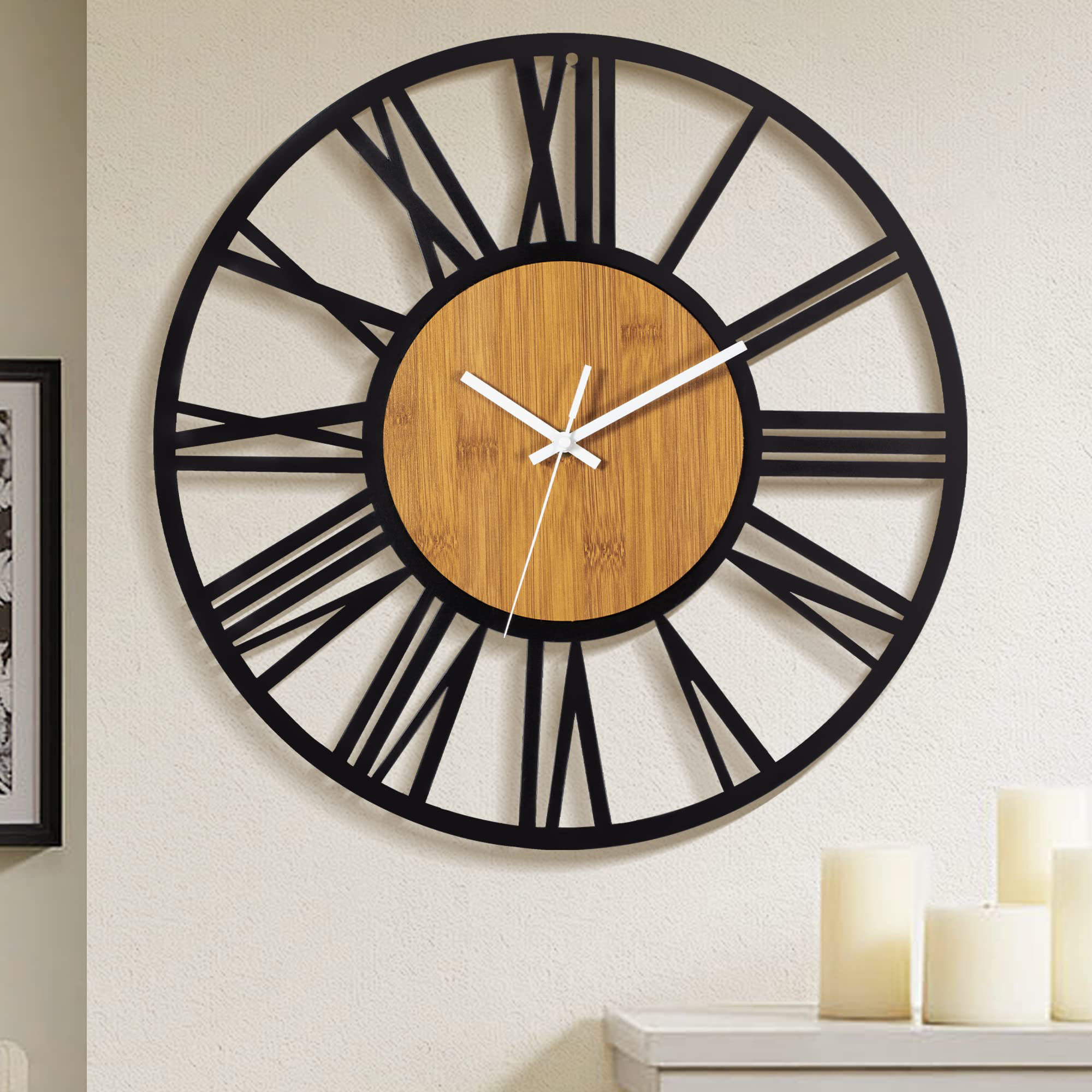Latitude Run® Round Wall Clock For Living Room Decor Modern Battery ...