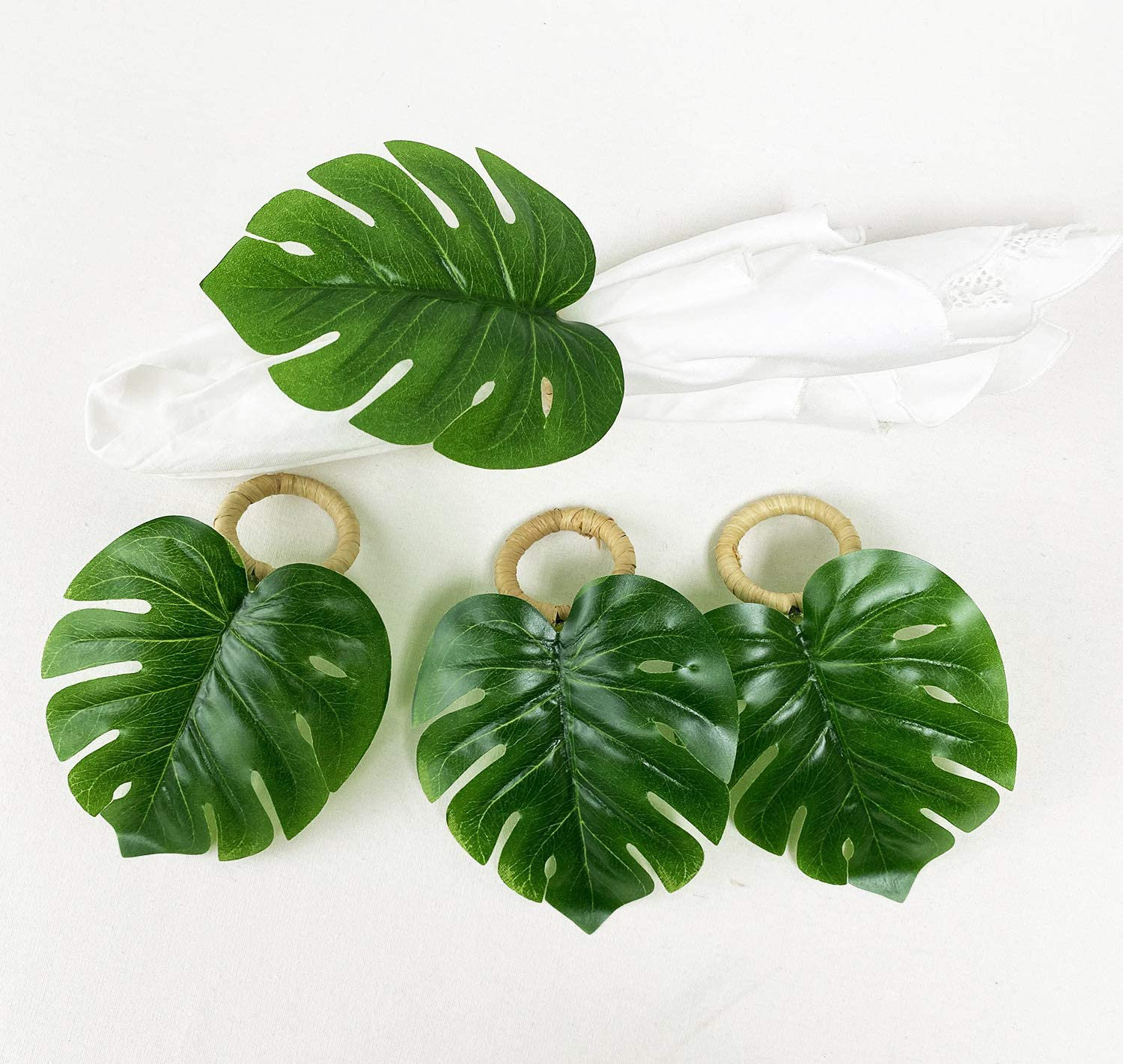 Bay Isle Home™ Green Tropical Monstera Leaf Decorative Napkin Rings ...