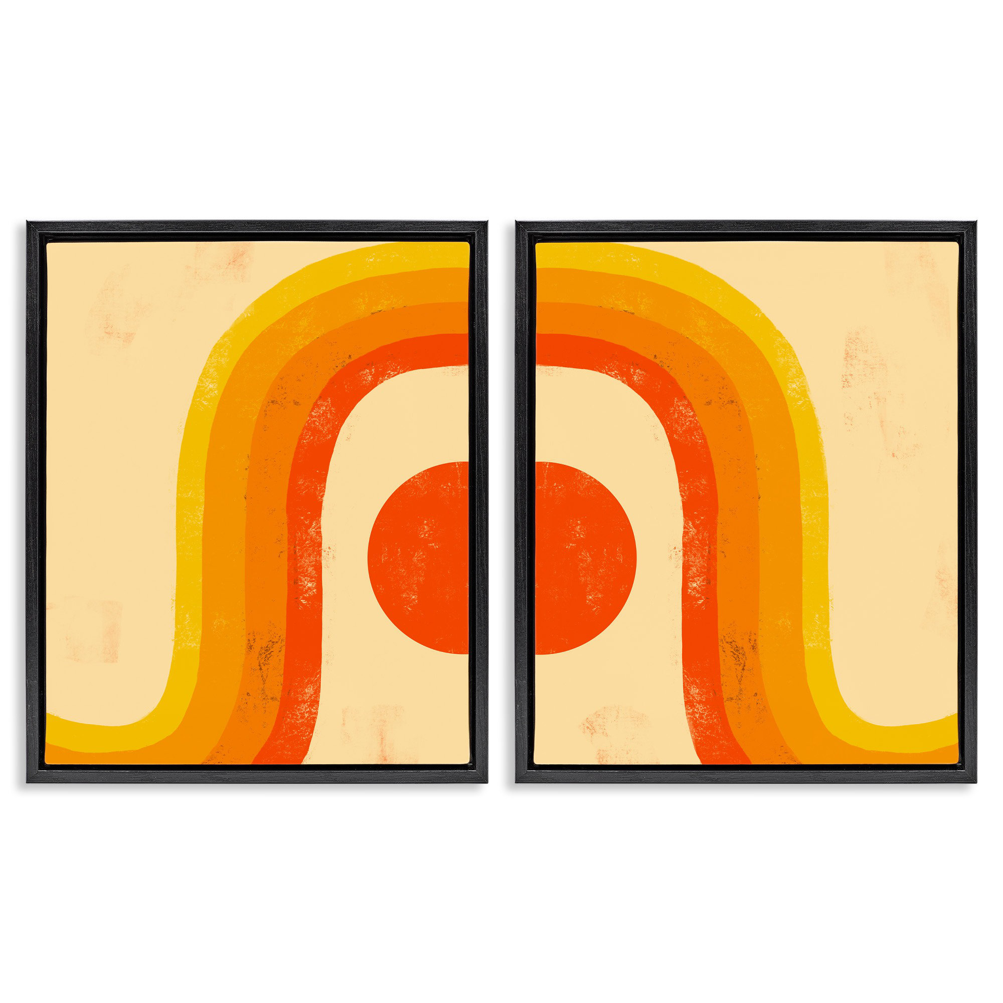 Wrought Studio™ Sun Setting Under Warm Tone Rainbow 2 Piece Framed ...
