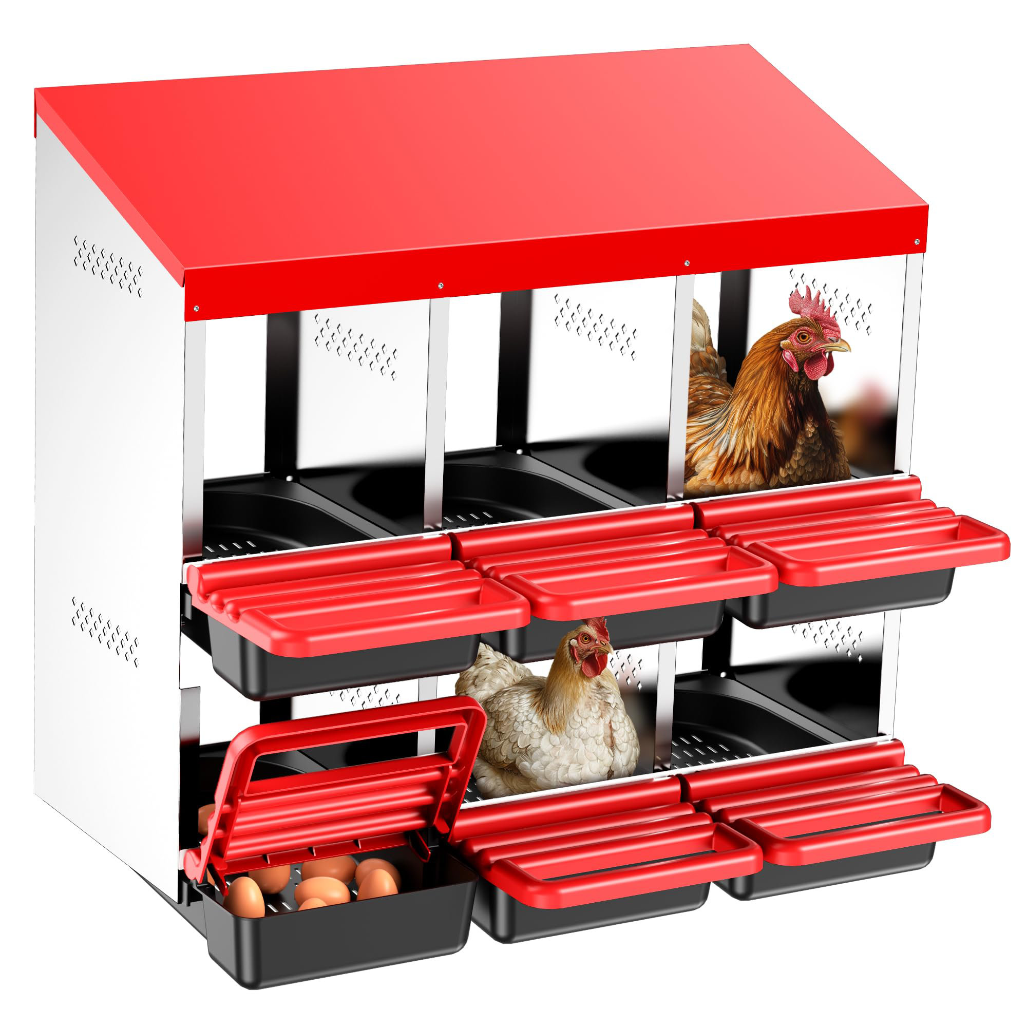LOVE YOUR BATH LLC 6-Hole Metal Double-Decker Chicken Nest With ...