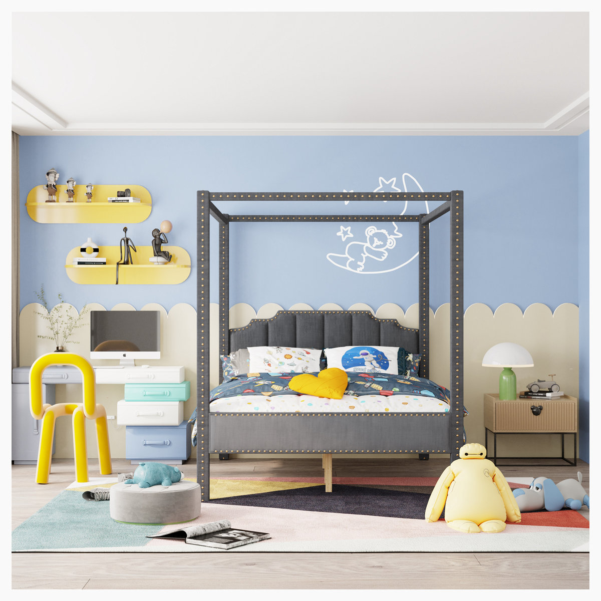 Winston Porter Duquan Upholstered Canopy Bed | Wayfair