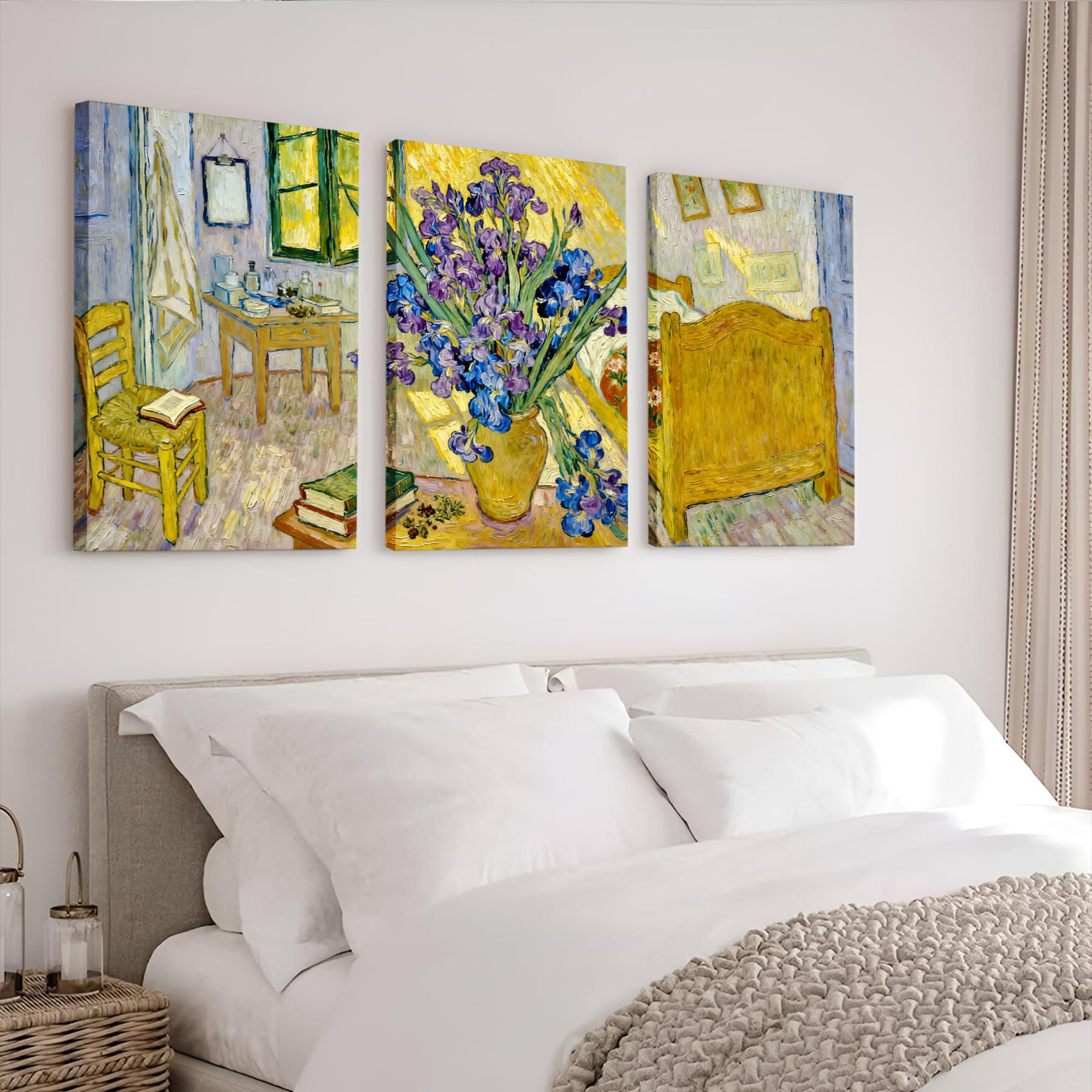 Vault W Artwork Vincent Van Gogh Bedroom and Irises Canvas Wrapped Wall ...
