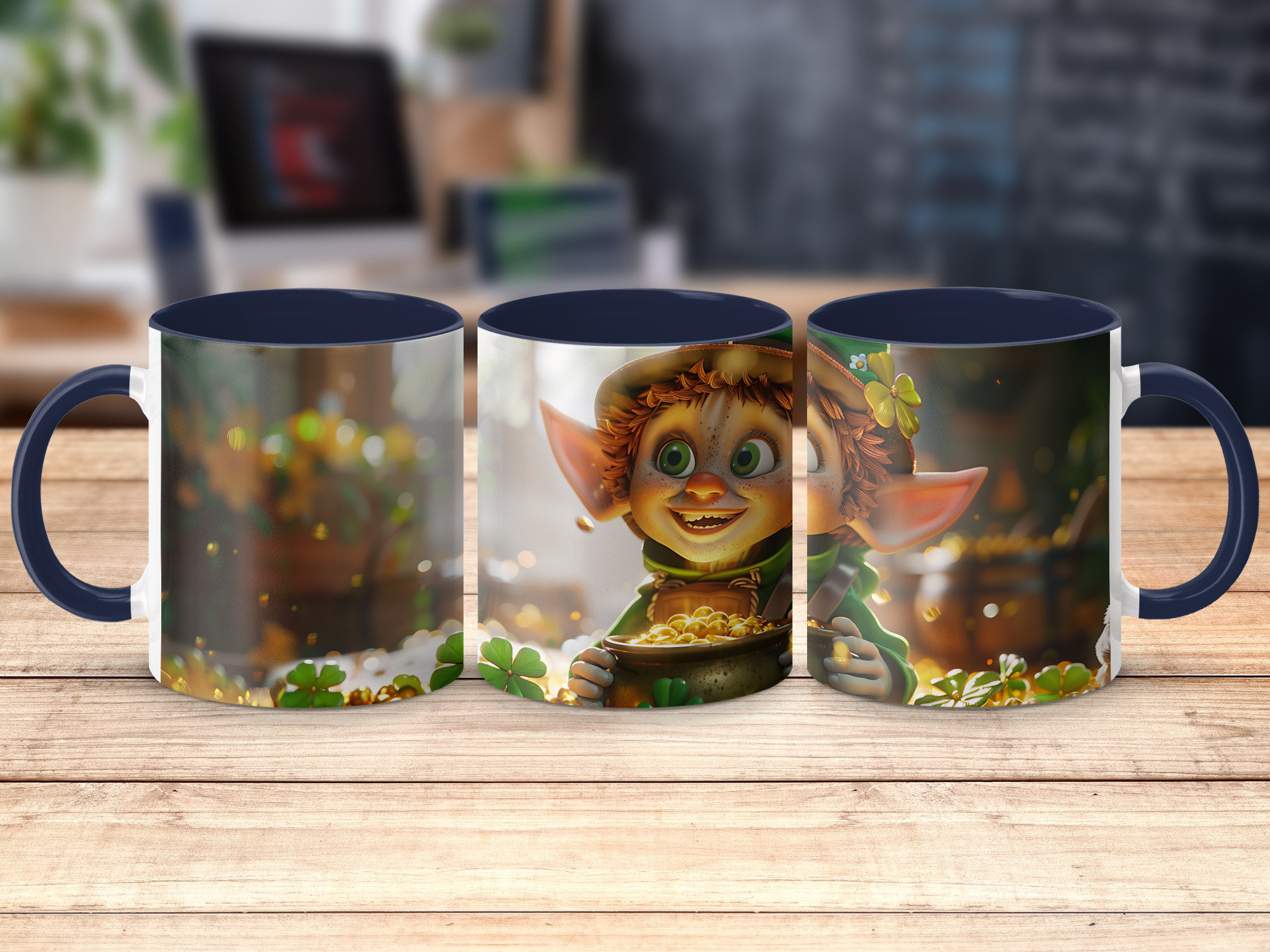 East Urban Home Set of 2 Colourful 3D Design 11oz Accent Mugs – White ...