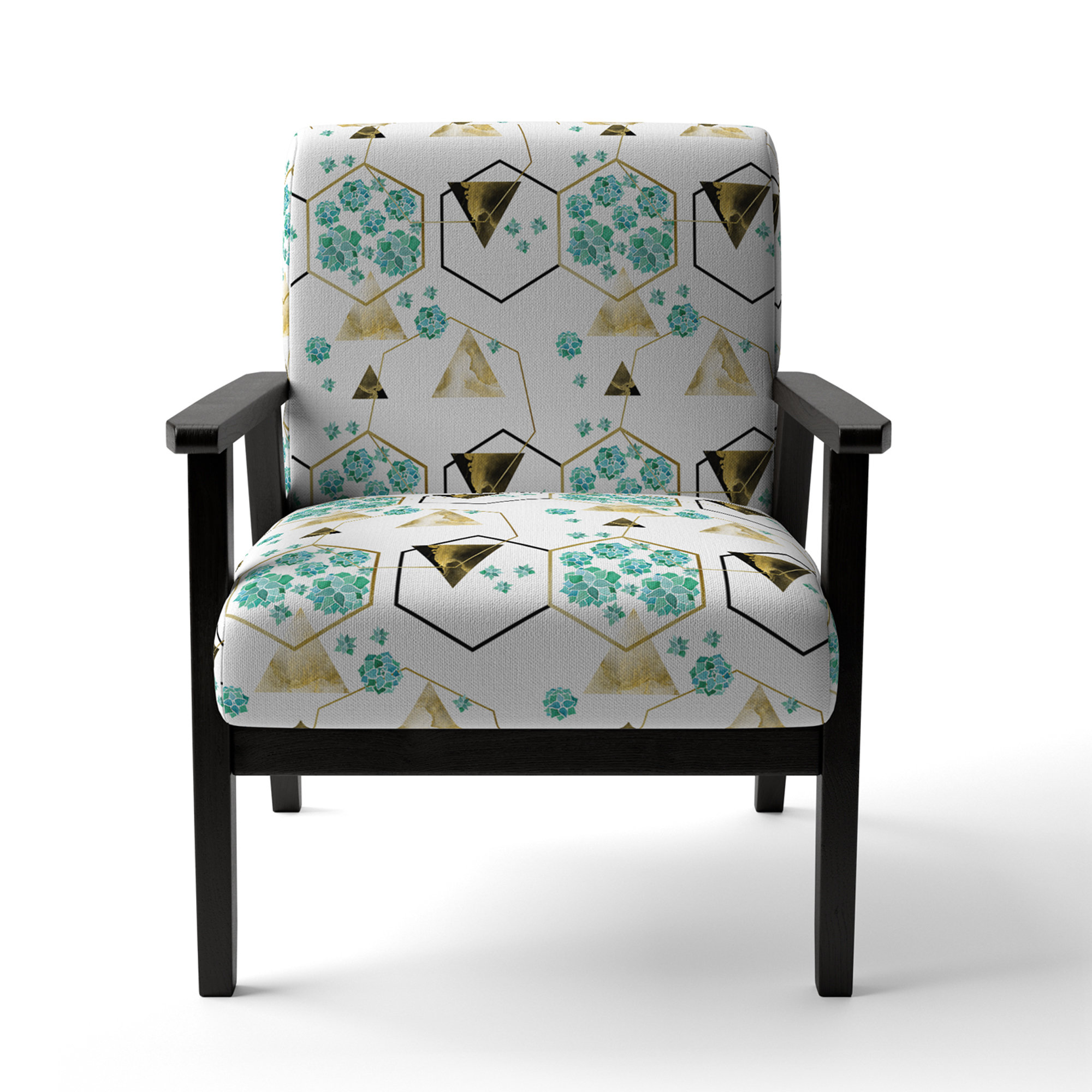 Corrigan Studio® Triangles Geometric - Upholstered Patterned Accent Arm ...