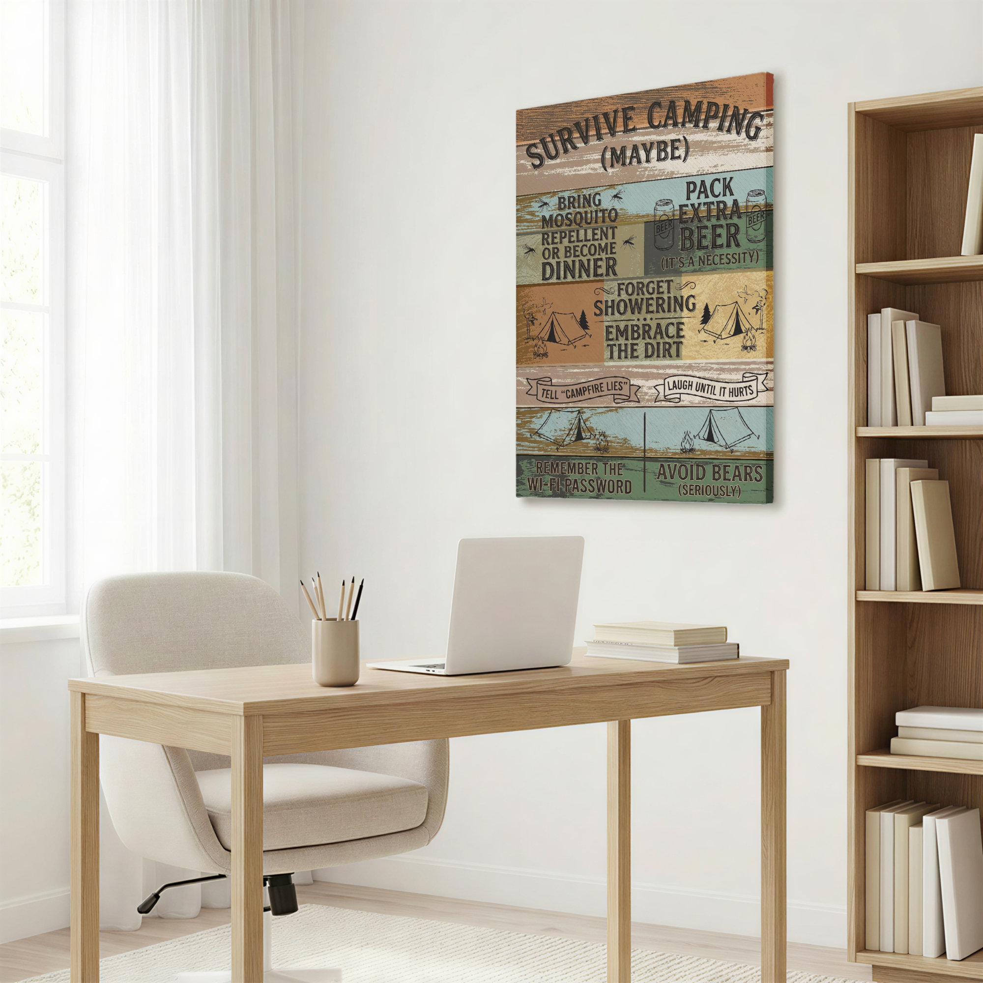 Winston Porter Survive Camping Maybe Humorous Outdoor Adventure Canvas ...