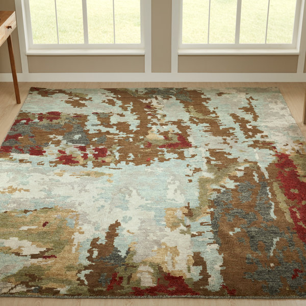 17 Stories Chandley Hand Knotted Wool Abstract Rug | Wayfair