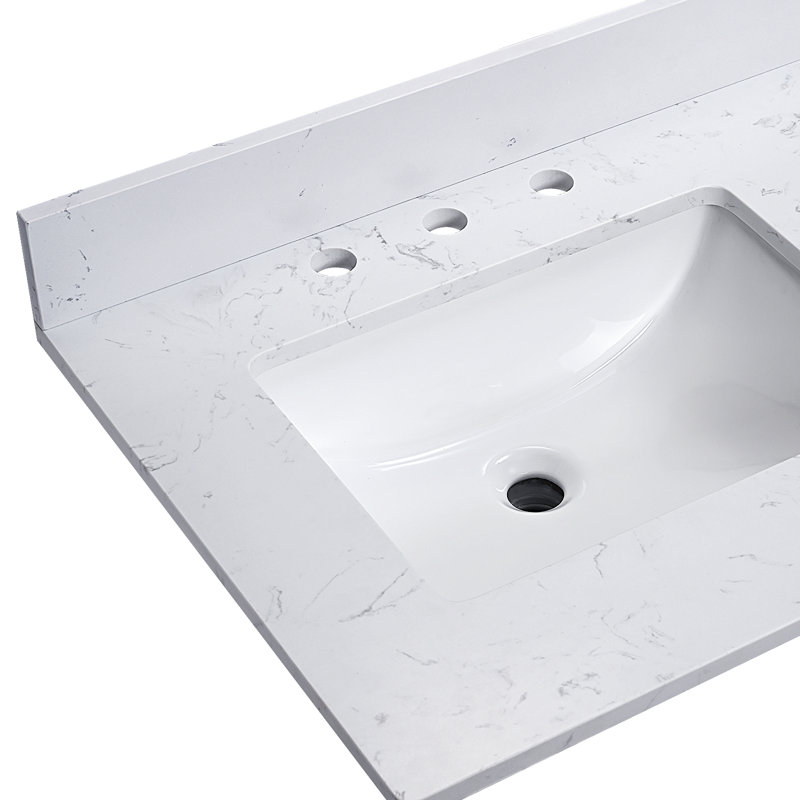 Enyibath 36" Engineered Stone Bathroom Vanity Top With Sink in Left ...