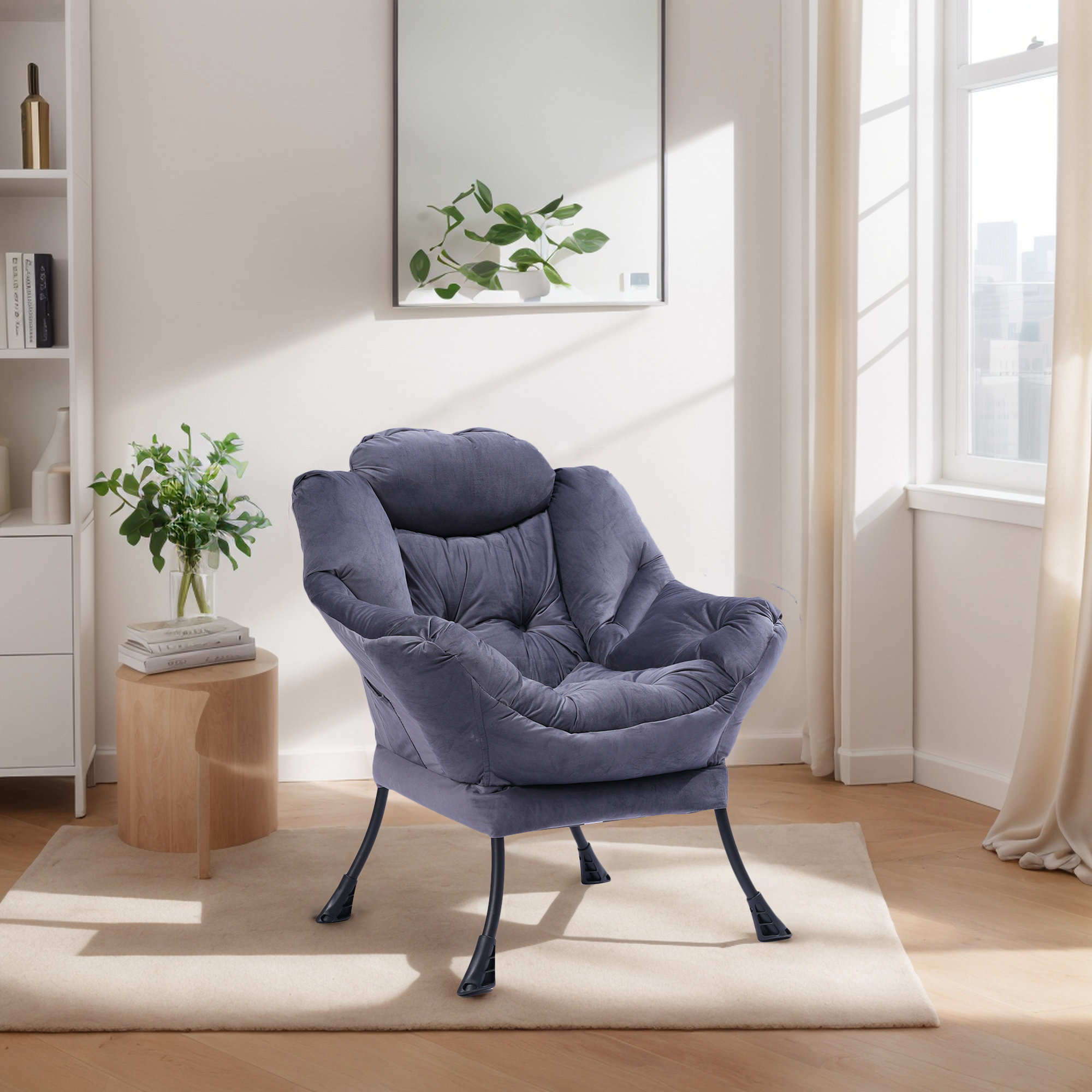 Ebern Designs Modern Cotton Fabric Lazy Chair | Wayfair