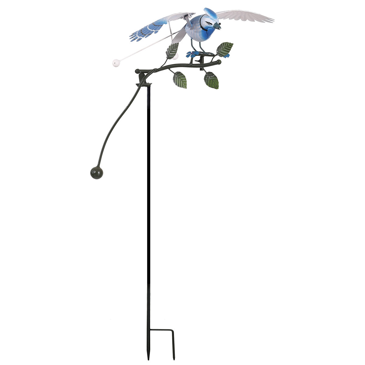 Arlmont & Co. Metal Blue Jay Bird Rocker Garden Stake Kinetic Balancer ...