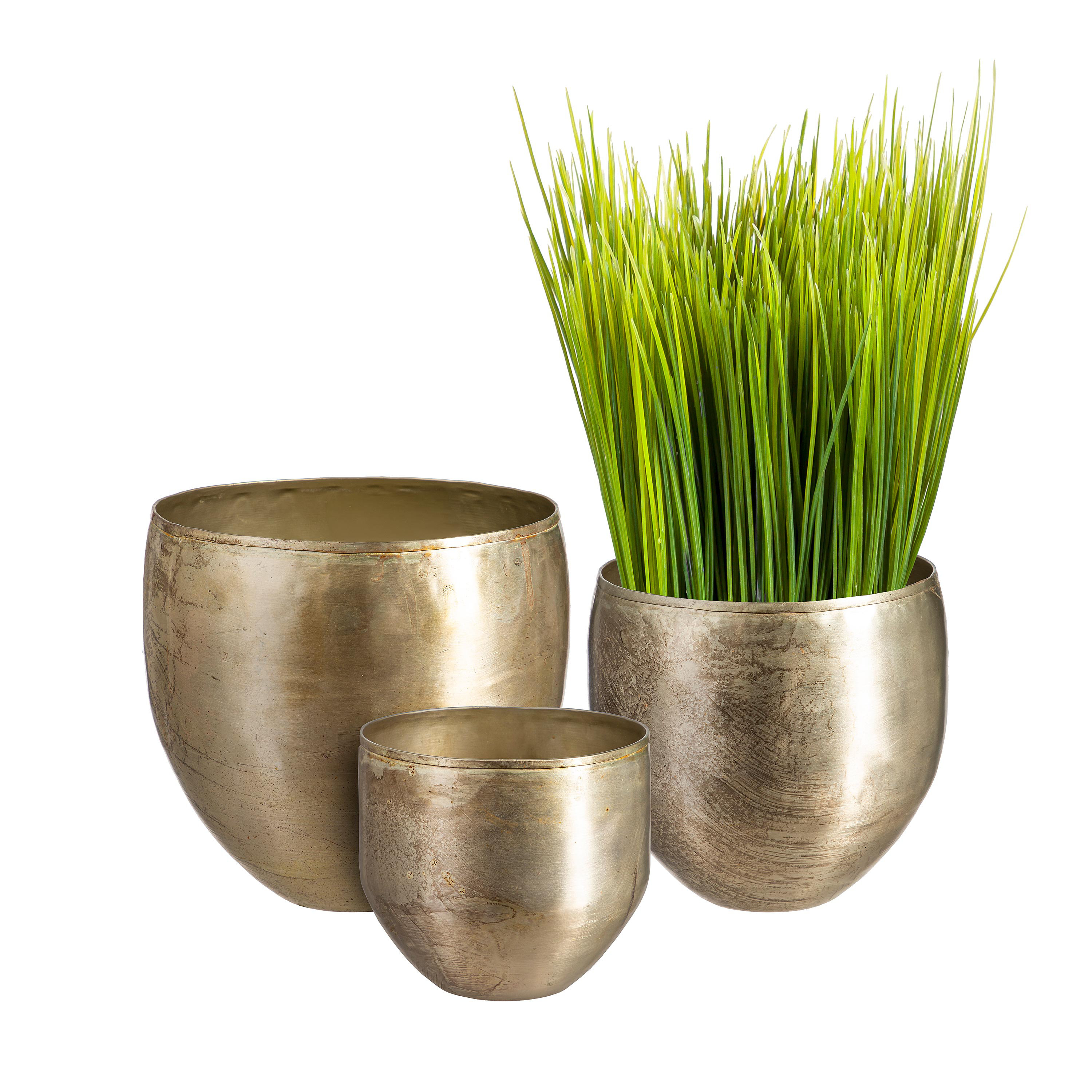 17 Stories Glazed Metal Planter, Nested Set of 3 | Wayfair