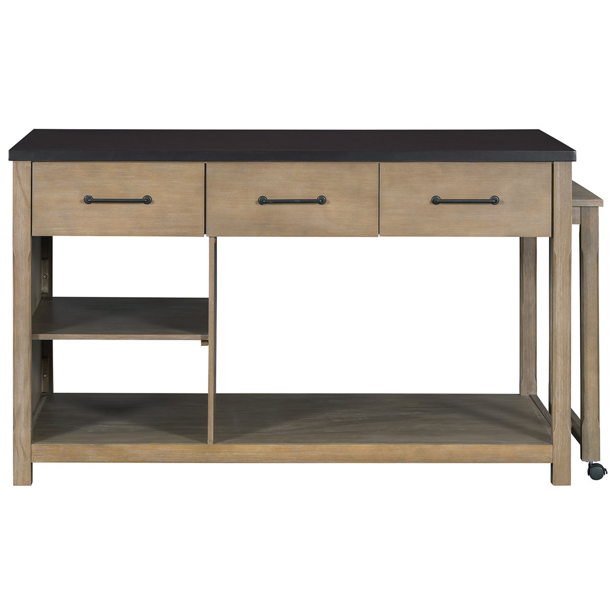 Gracie Oaks Extendable Kitchen Island With Storage And Built-In ...