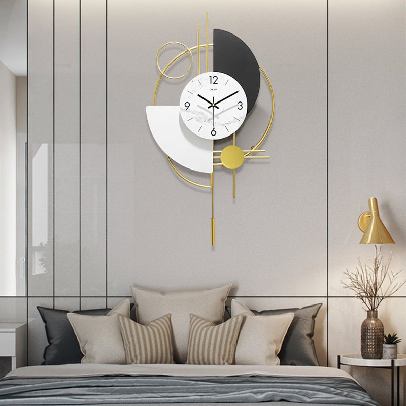 Willa Arlo™ Interiors Eustace Wall Clocks for Living Room, 3D Gold ...