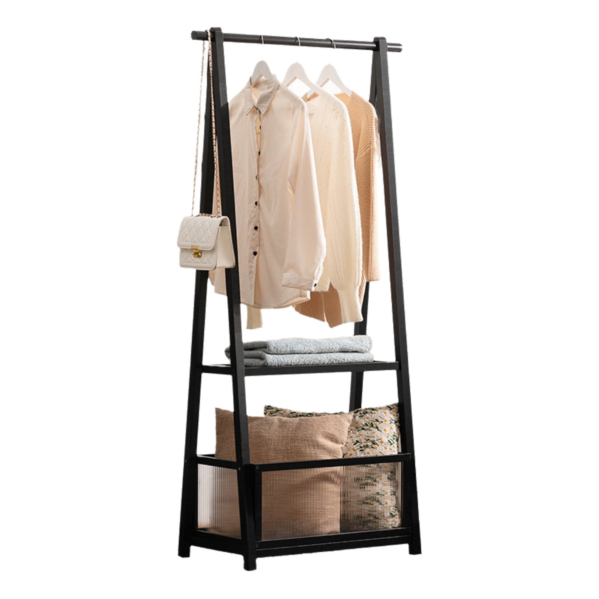 Latitude Run® Clothes Rack Vertical Simple Shelf Hanging Clothes Racks ...