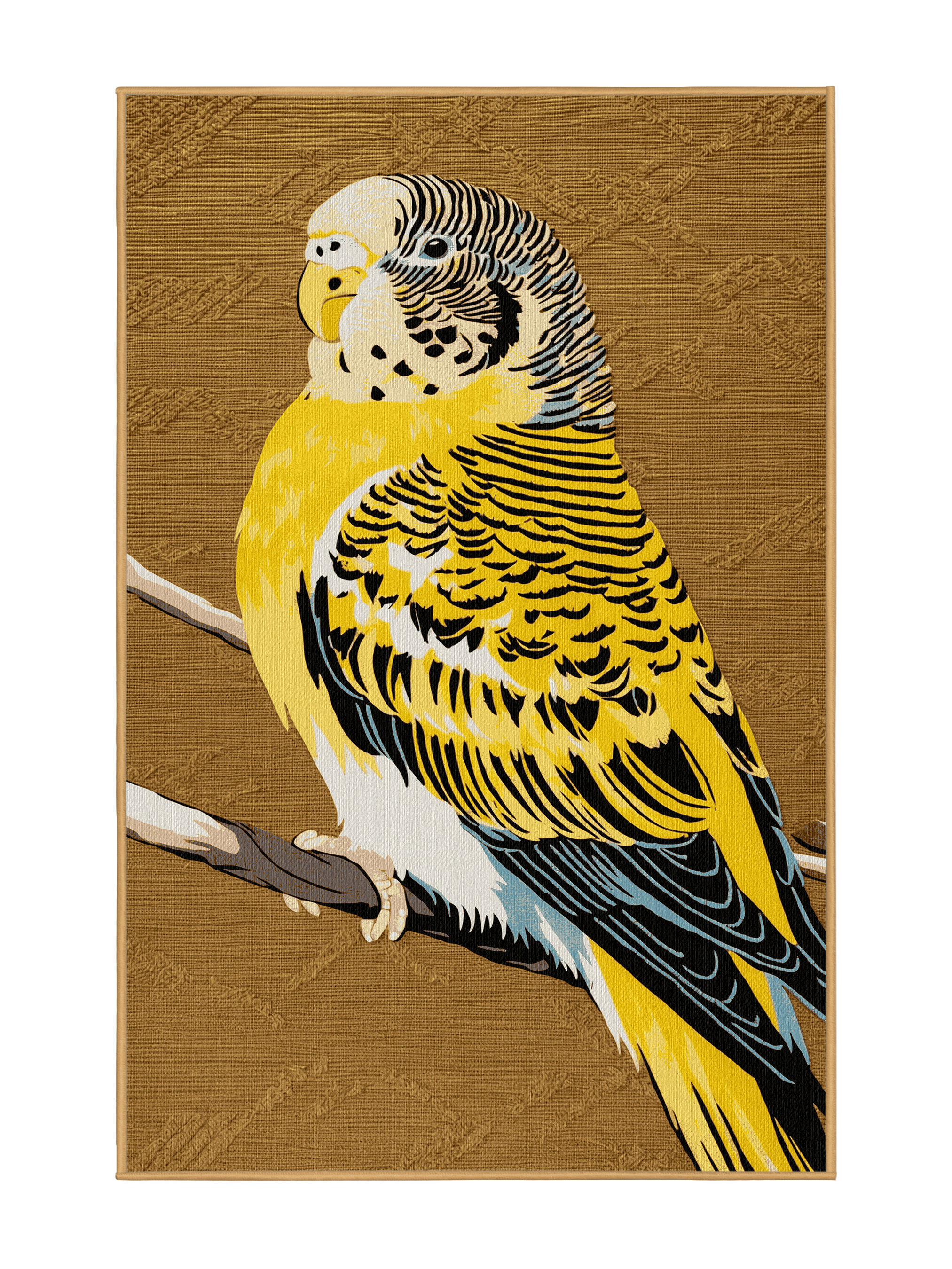 Bayou Breeze Washable Yellow chevroned Parakeet Birds Area Rug | Wayfair
