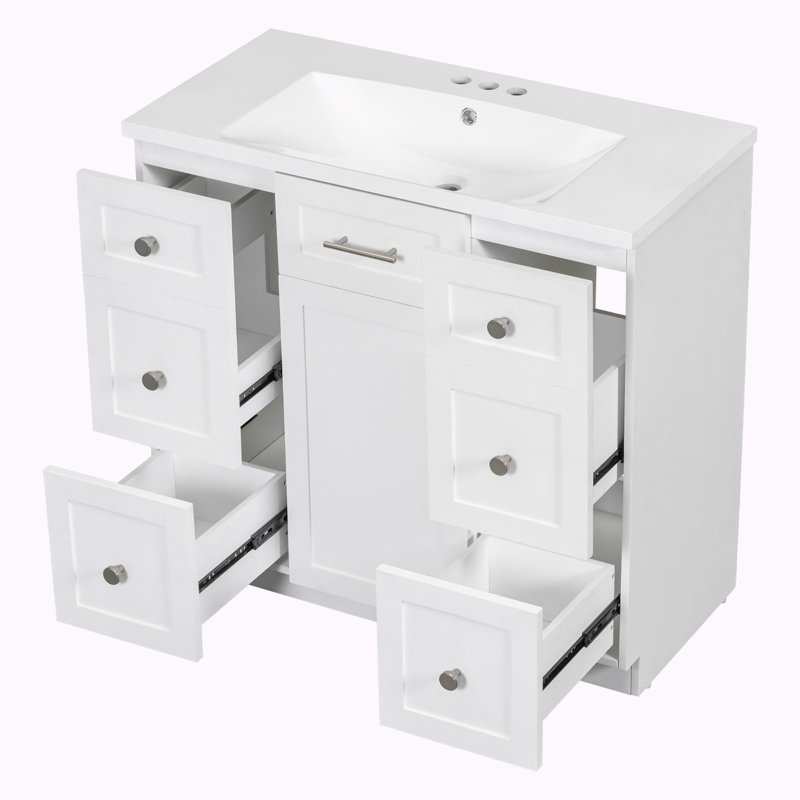 Winston Porter Sharlanda 36'' Single Bathroom Vanity with Ceramic Top ...