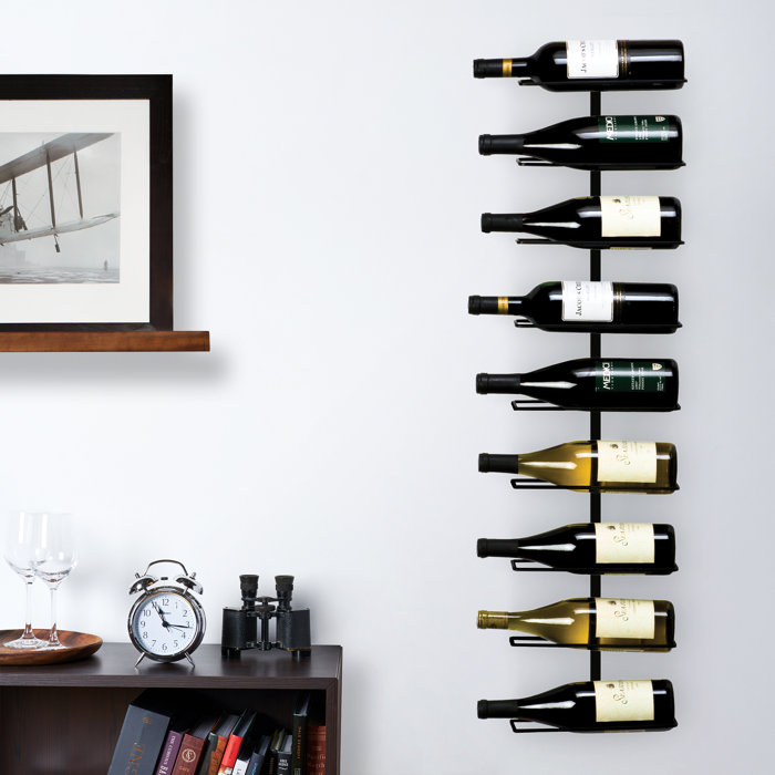 True Align 9 Bottle Wall Mounted Wine Bottle Rack in Black & Reviews ...