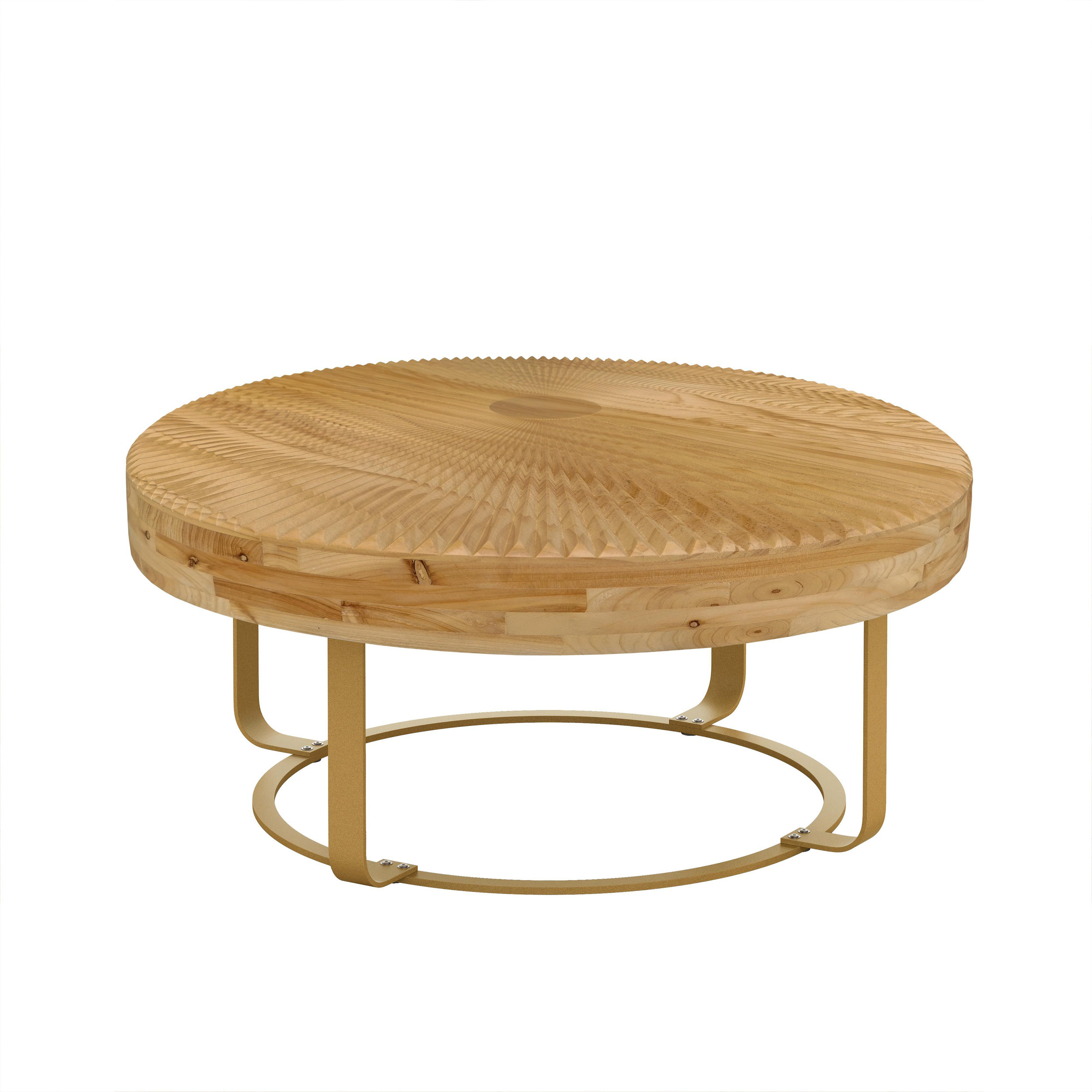 Loon Peak® Wooden Carved Pattern Coffee Table With Metal Legs | Wayfair