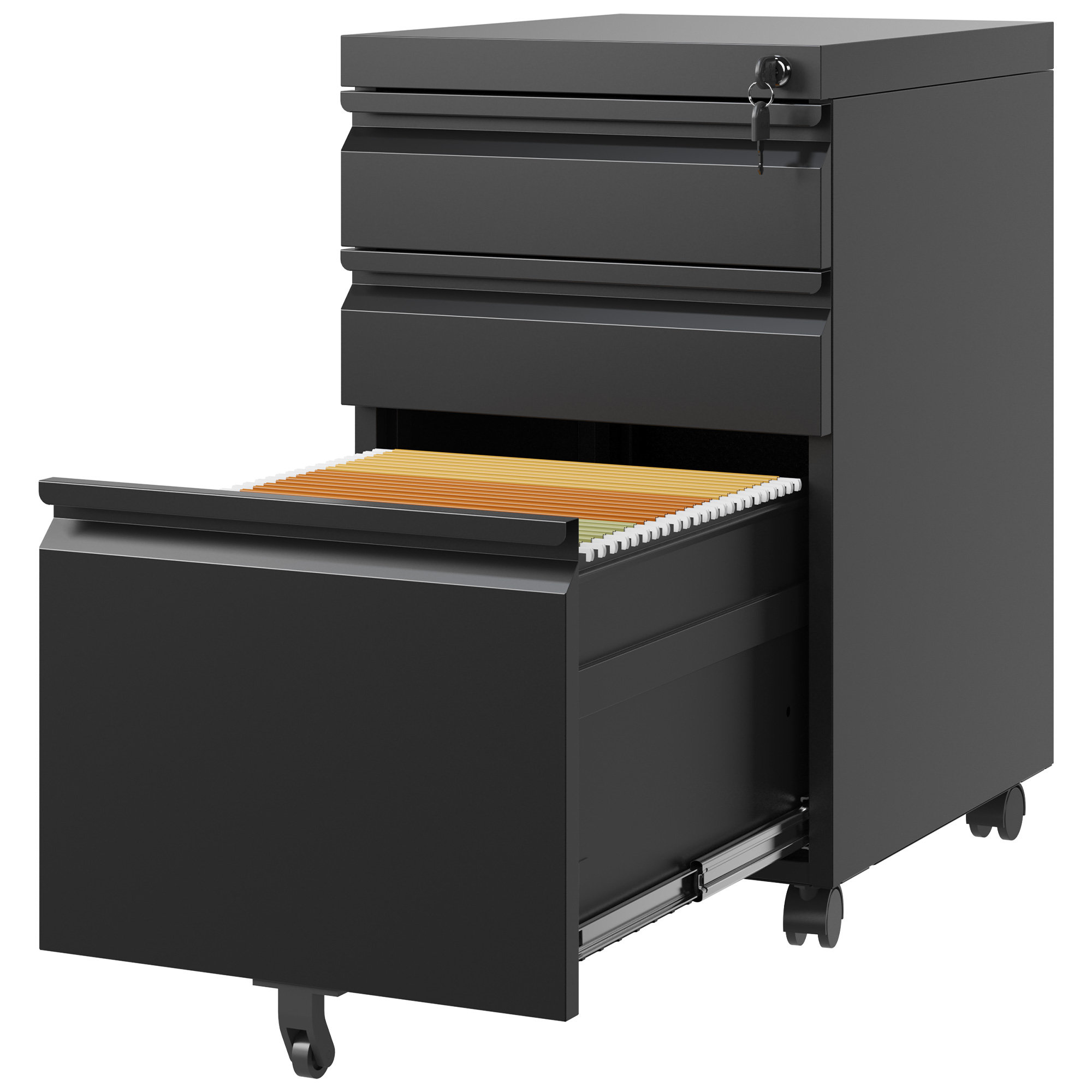 Inbox Zero 3-Drawer Mobile File Cabinet - Under-Desk Organizer with ...