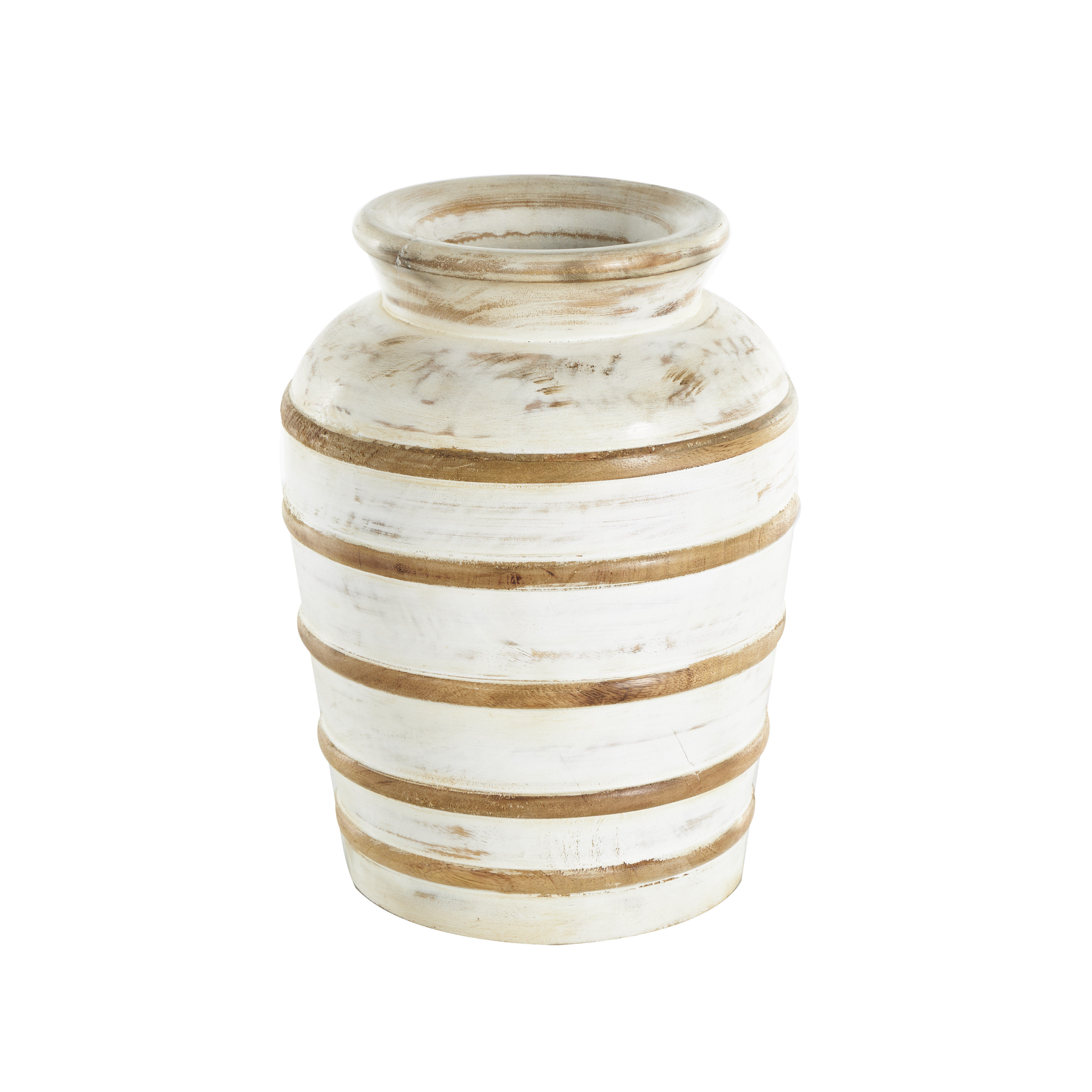 Gracie Oaks Inanna Mango Wood Distressed Decorative Brown Vase with ...