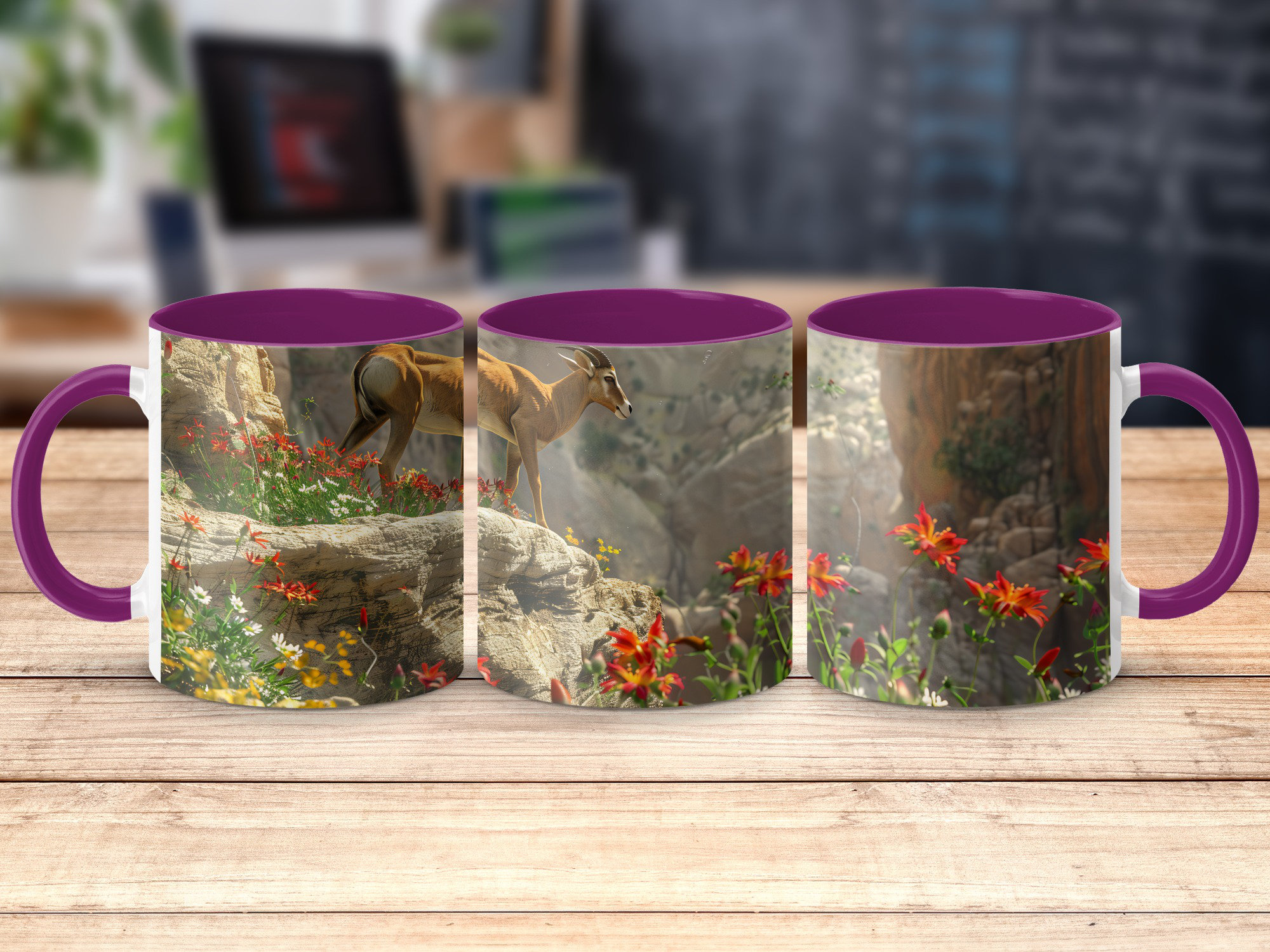 East Urban Home Set of 3 Realistic Animal Design 11oz Accent Mugs ...