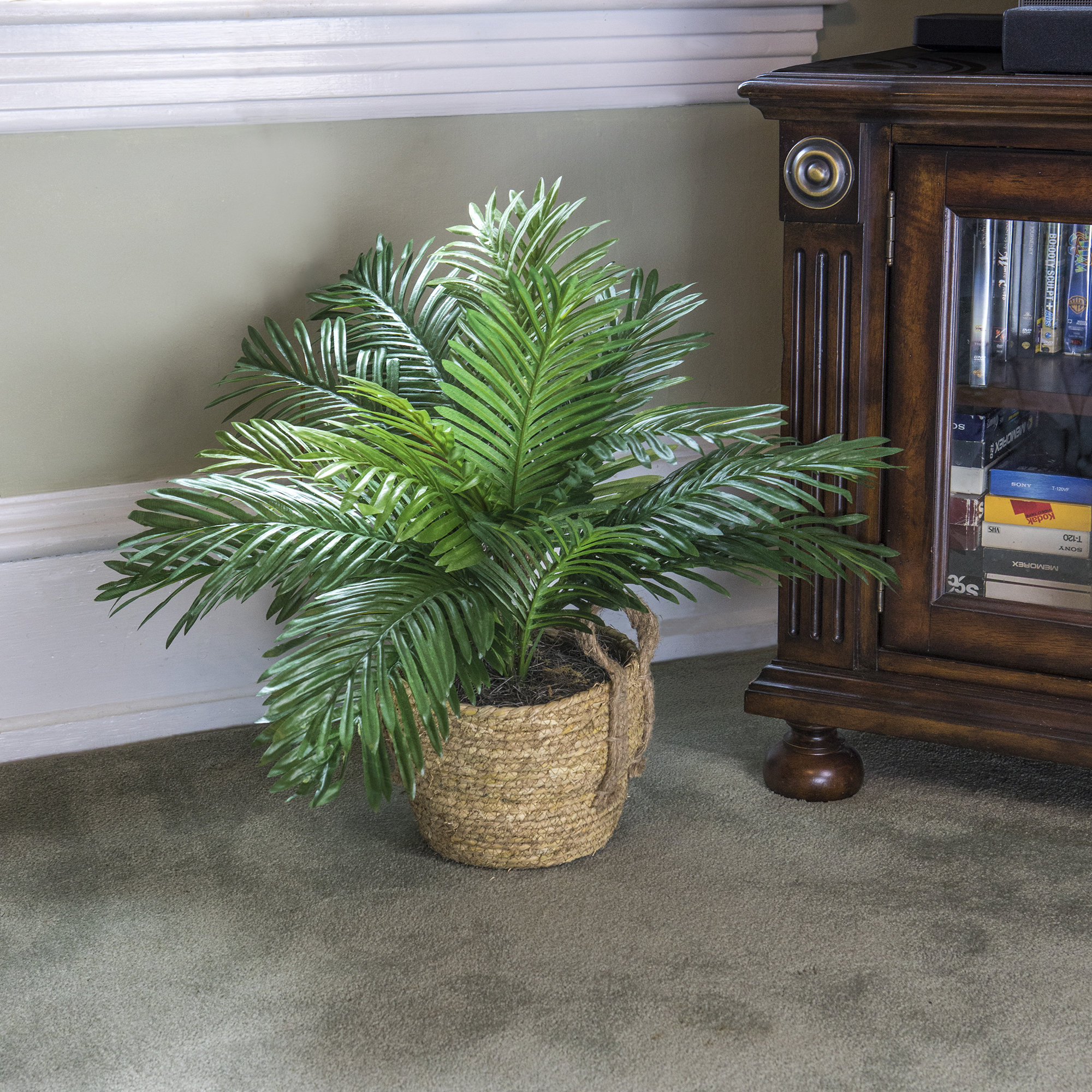 Dovecove Clausen 24'' Faux Palm Plant in Wicker/Rattan Basket & Reviews ...